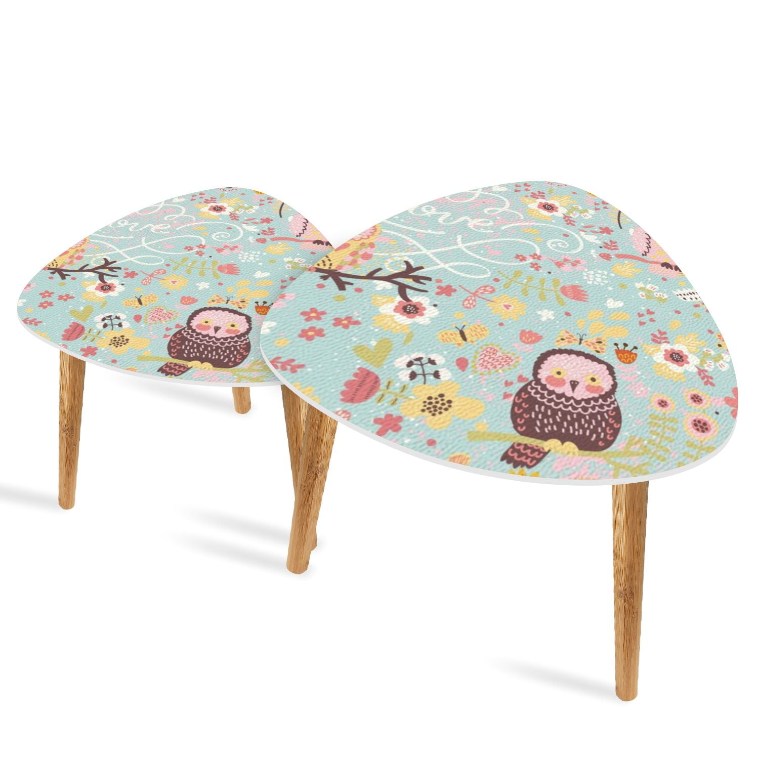 Triangle End Tables Set of 2 Bright spring seamless pattern pastel ...