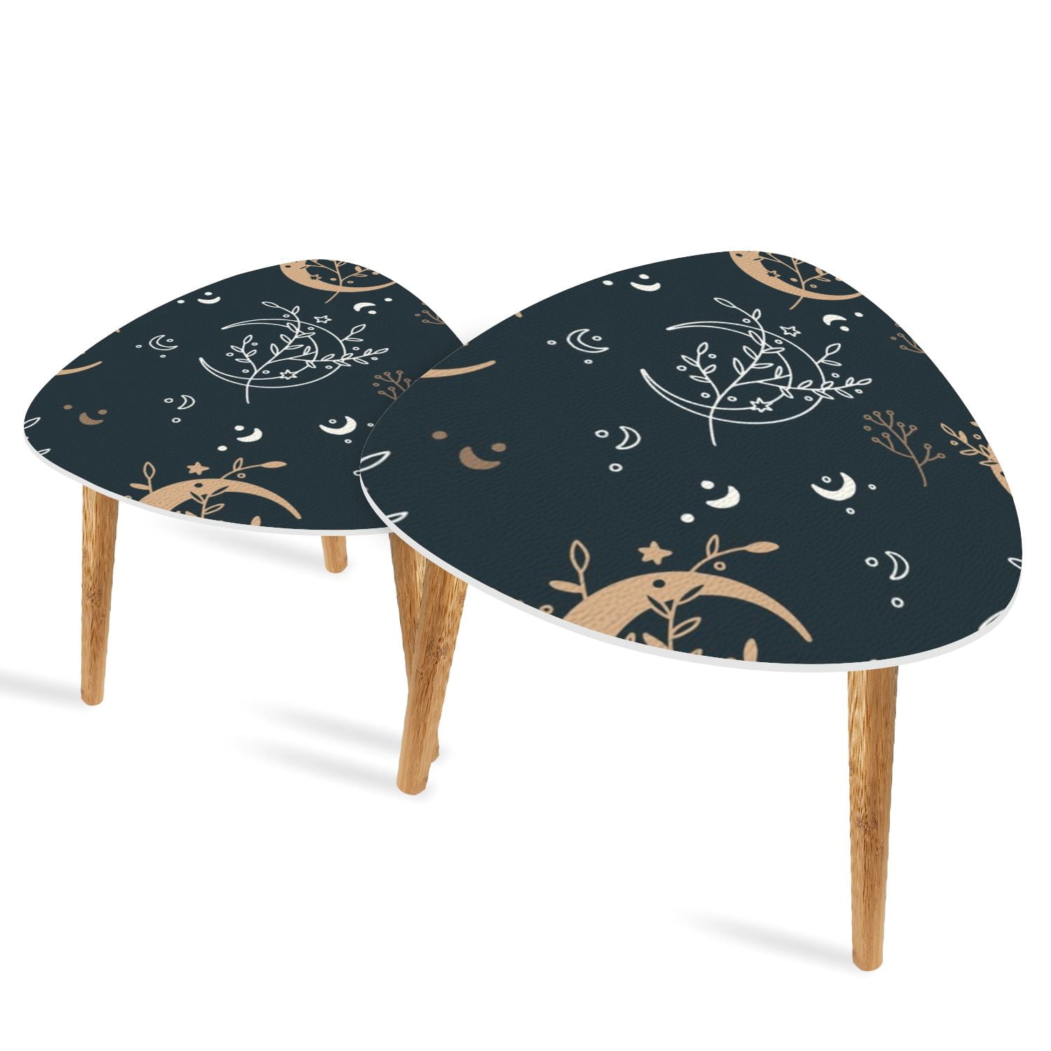 Triangle End Tables Set of 2 Celestial floral seamless mystic pattern ...