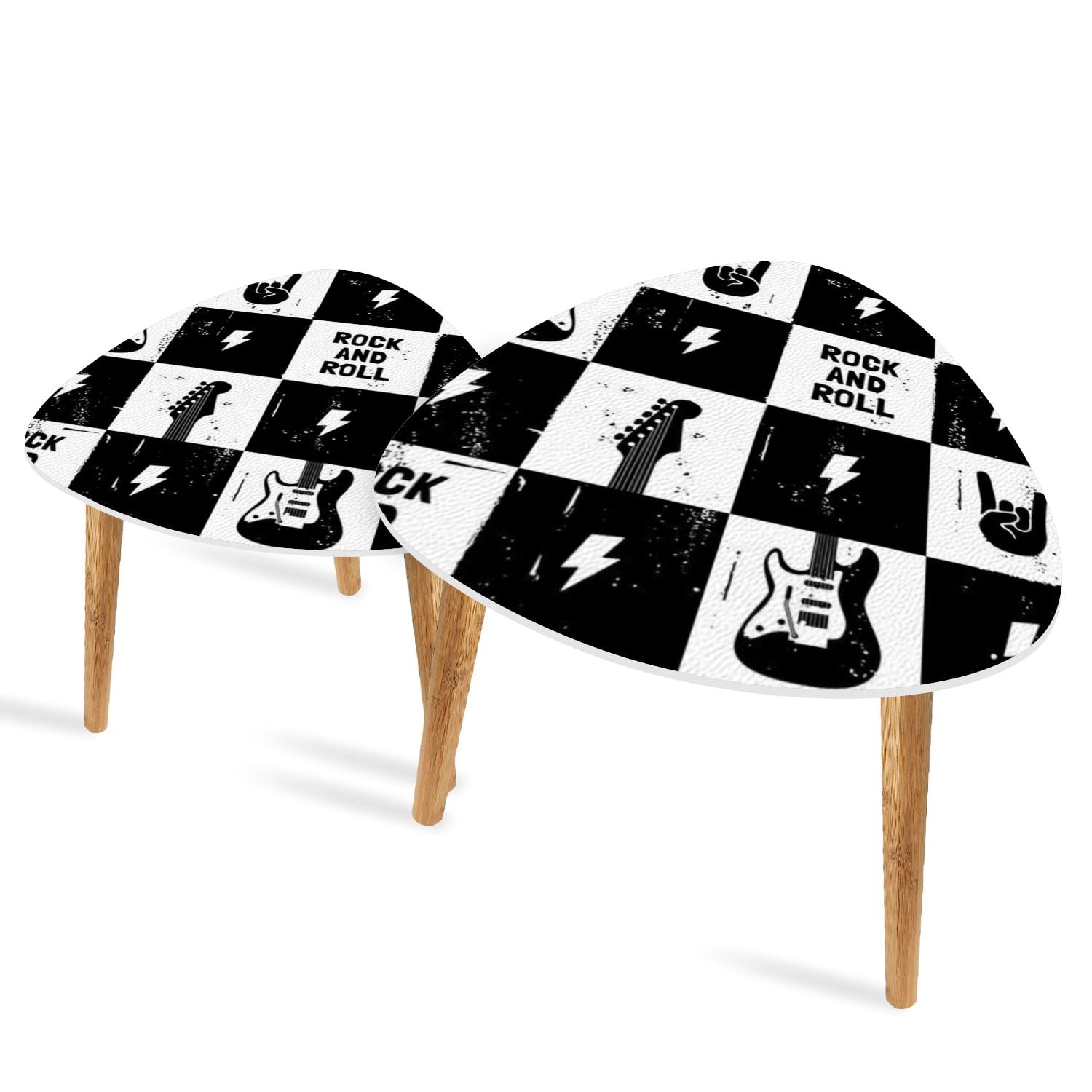 Triangle End Tables Set of 2 Checkered Rock Roll Seamless Repeat ...