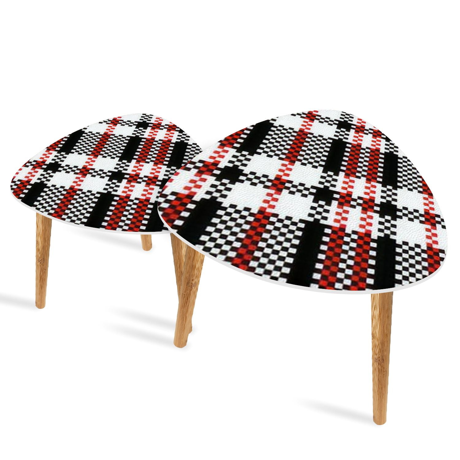 Triangle End Tables Set of 2 Chinese plastic plaid checker bag black ...