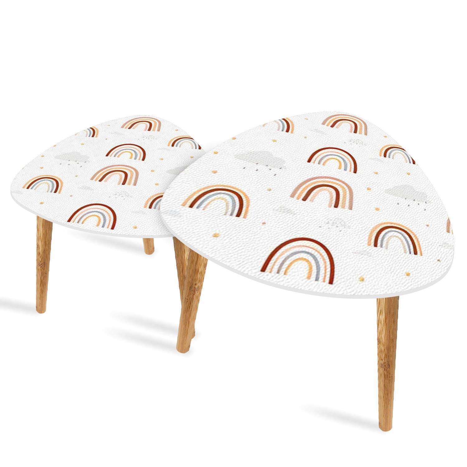 Triangle End Tables Set of 2 Colorful rainbow seamless pattern bohemian ...