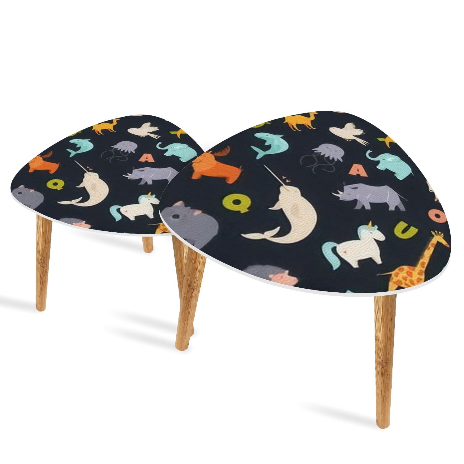 Triangle End Tables Set of 2 Colorful seamless pattern wild cute funny ...