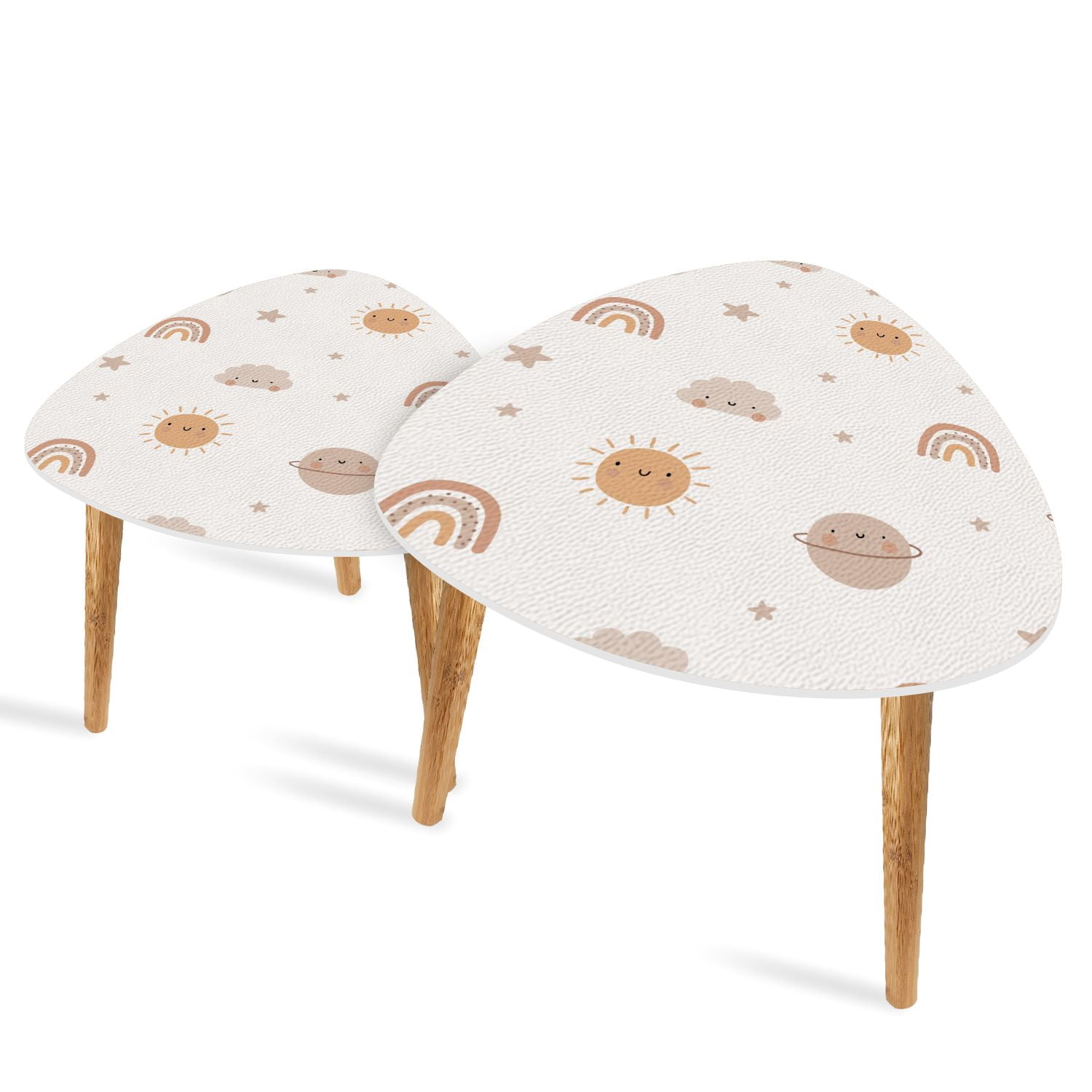 Triangle End Tables Set of 2 Cute cartoon Bohemian pattern Boho print ...