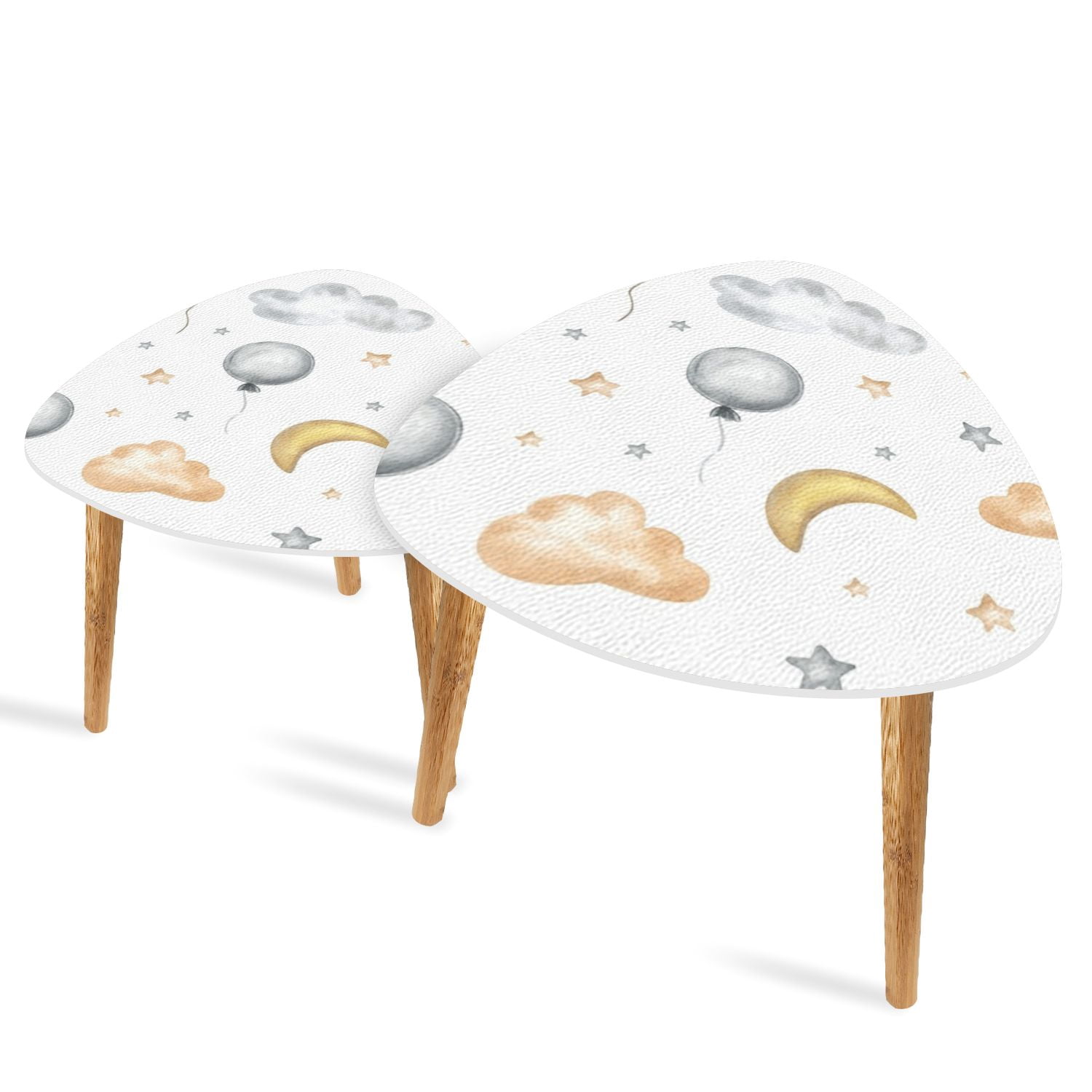 Triangle End Tables Set of 2 Cute dreaming cartoon hand drawn ...