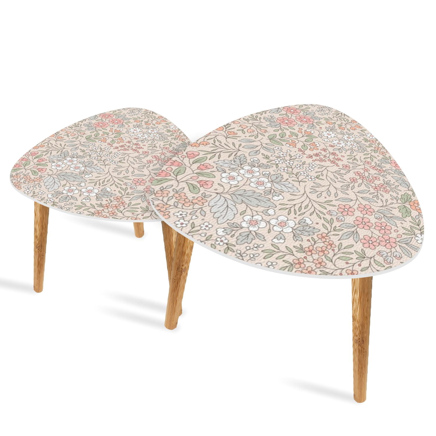 Triangle End Tables Set of 2 Cute floral pattern small flowers Seamless ...