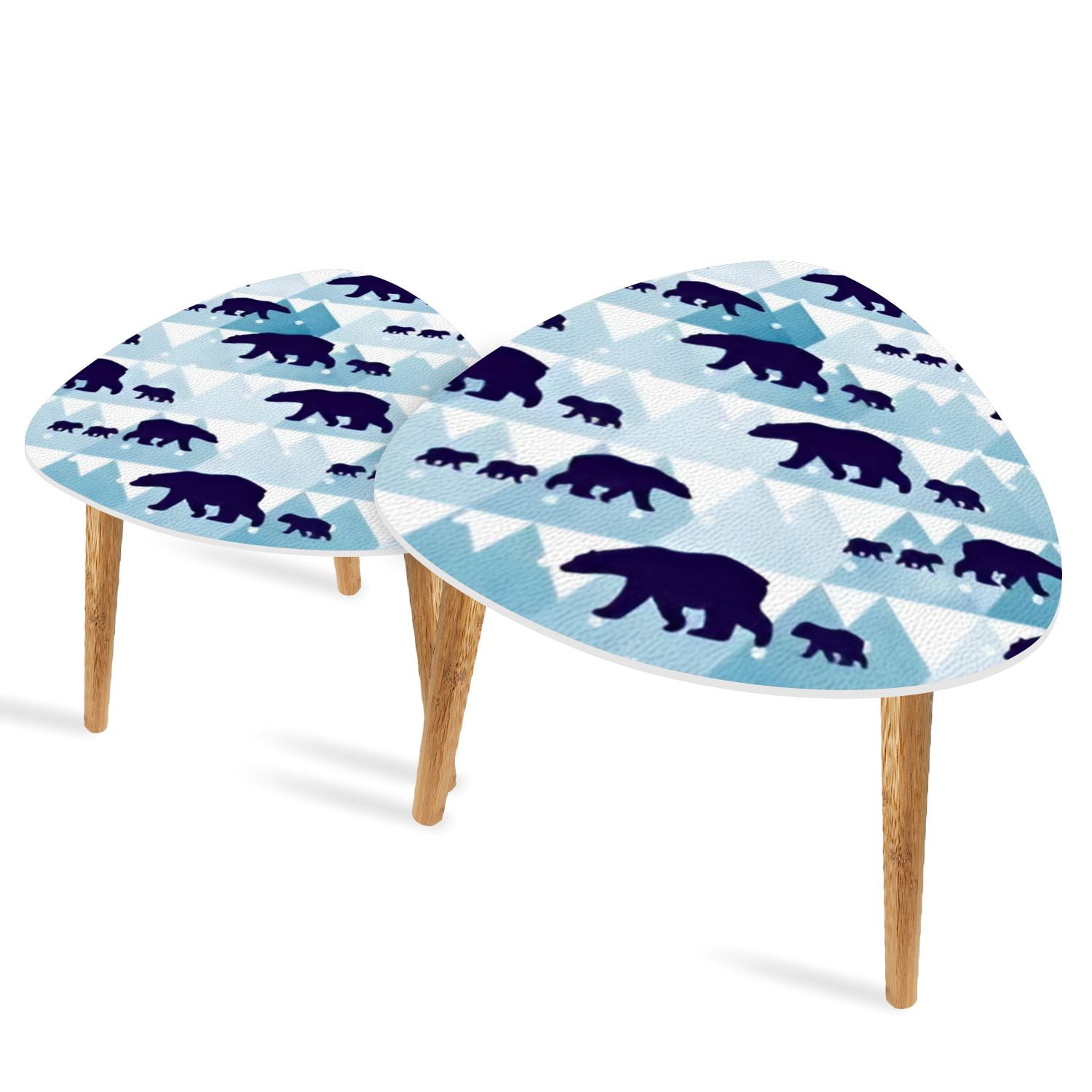 Triangle End Tables Set of 2 Cute seamless pattern winter polar bear ...