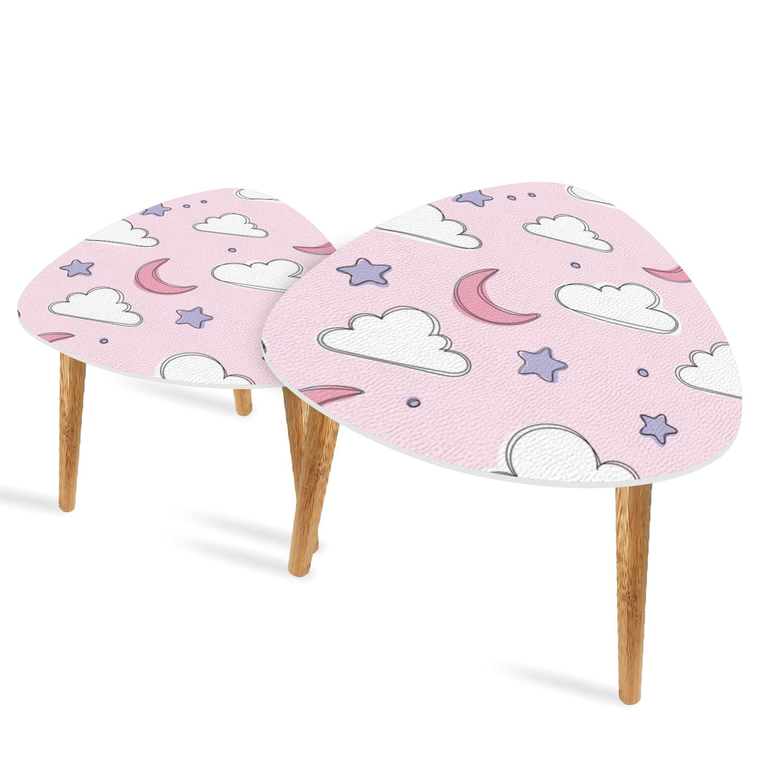Triangle End Tables Set of 2 Cute sky pattern Pink seamless clouds Baby ...