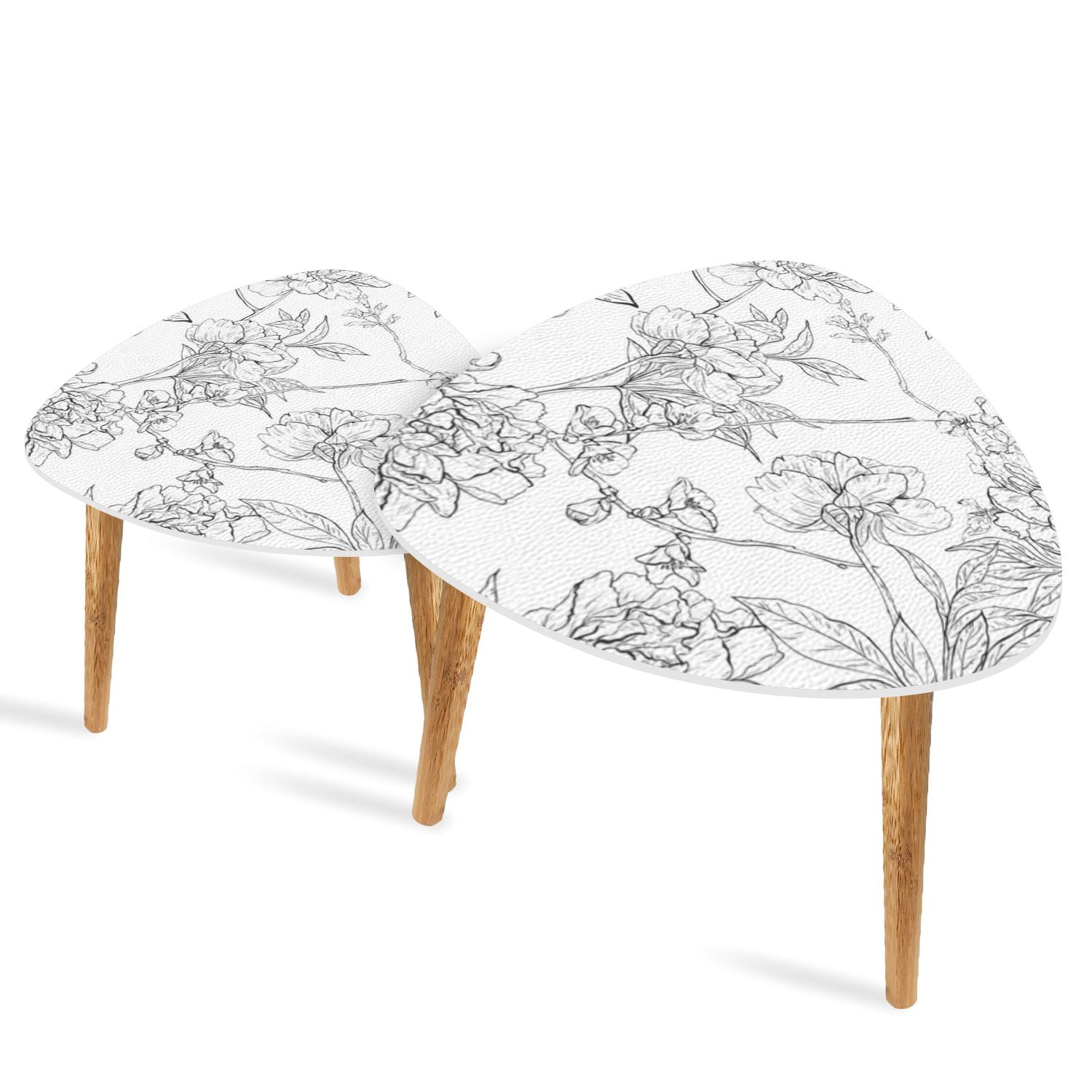 Triangle End Tables Set of 2 Floral hand drawn vintage seamless pattern ...