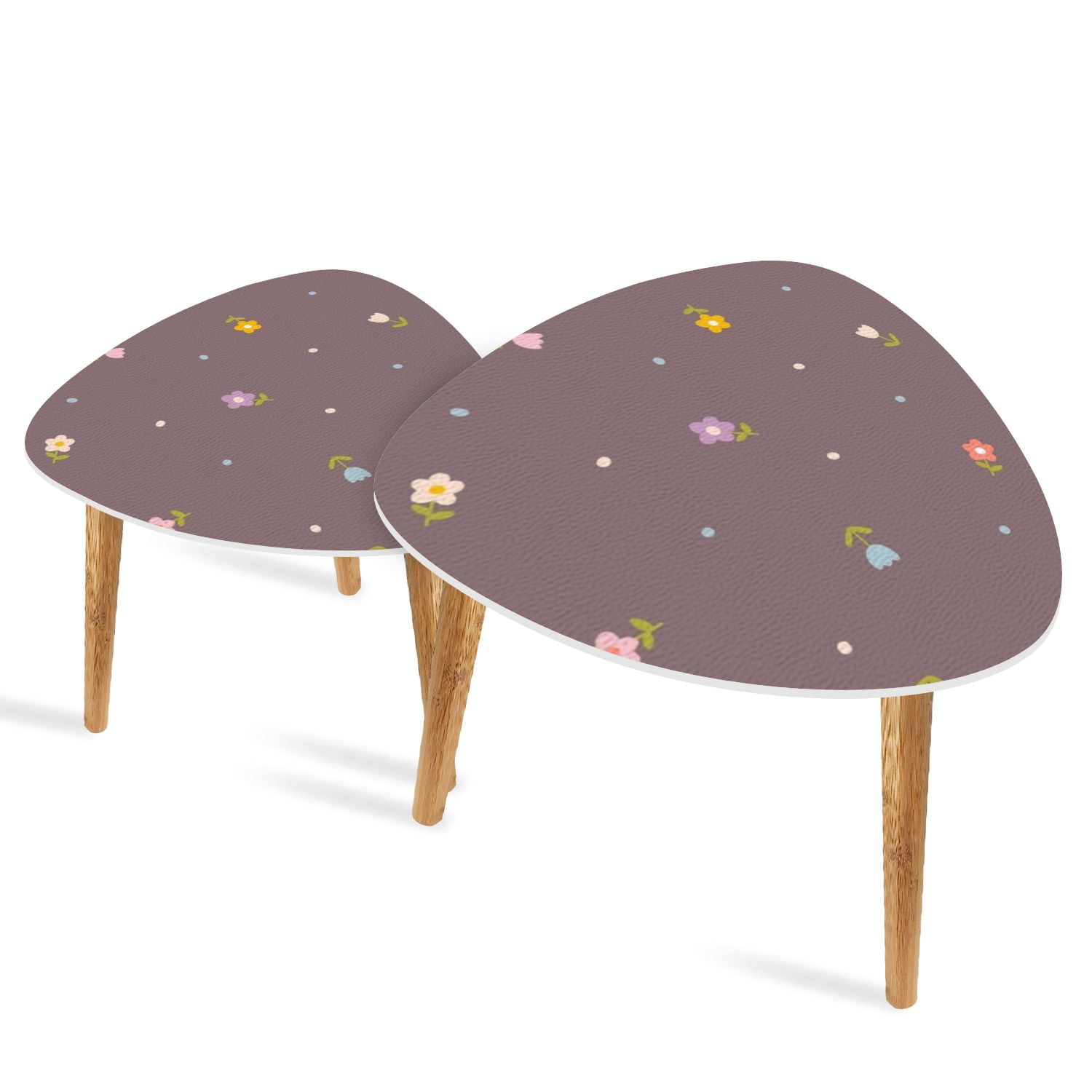 Triangle End Tables Set of 2 Floral pattern seamless meadow flowers ...
