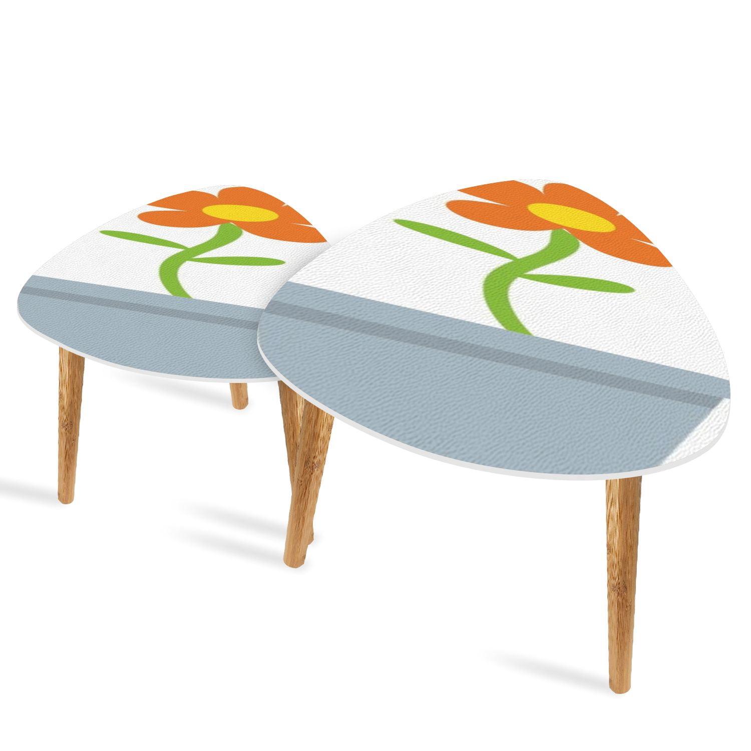 Triangle End Tables Set of 2 Flower pot Flower orange color Simple ...