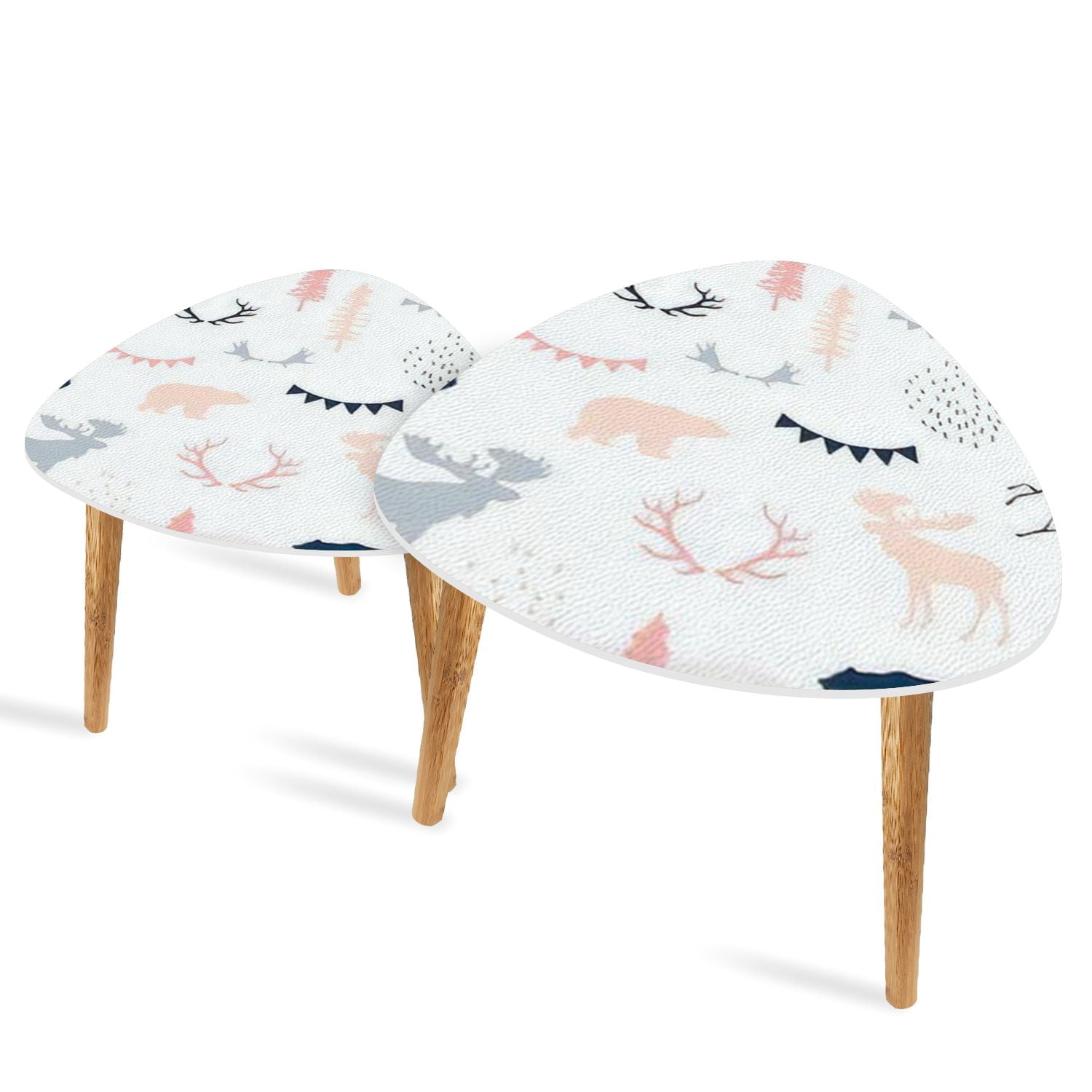 Triangle End Tables Set of 2 Forest seamless pattern Wild nature Ideal ...