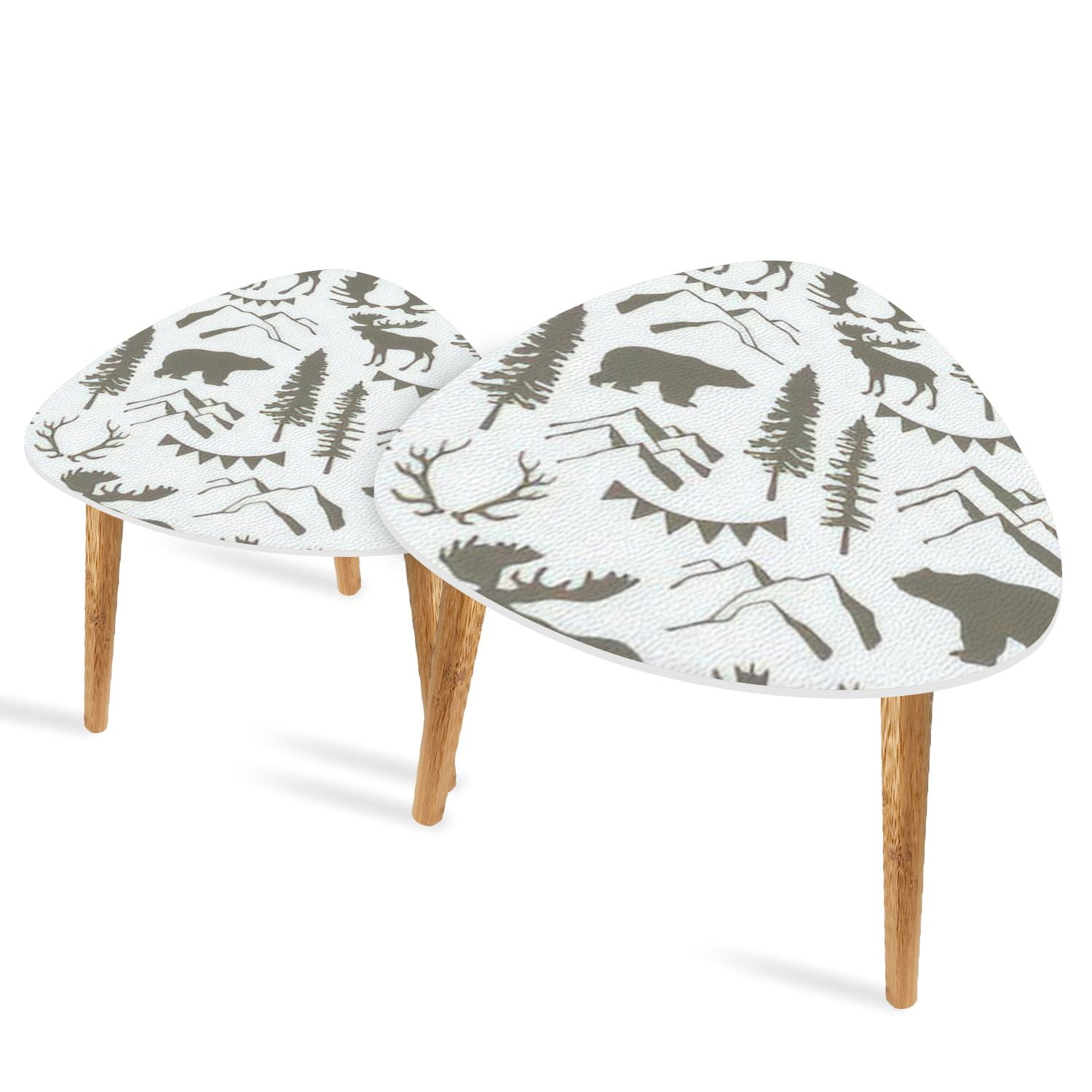 Triangle End Tables Set of 2 Forest seamless pattern Wild nature for ...