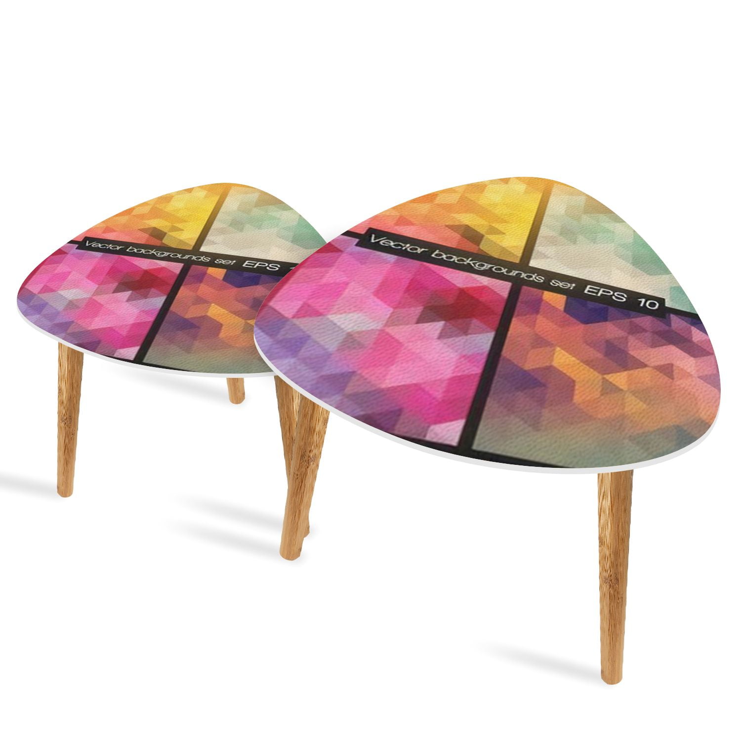 Triangle End Tables Set of 2 Geometric patterns set Colorful abstract ...