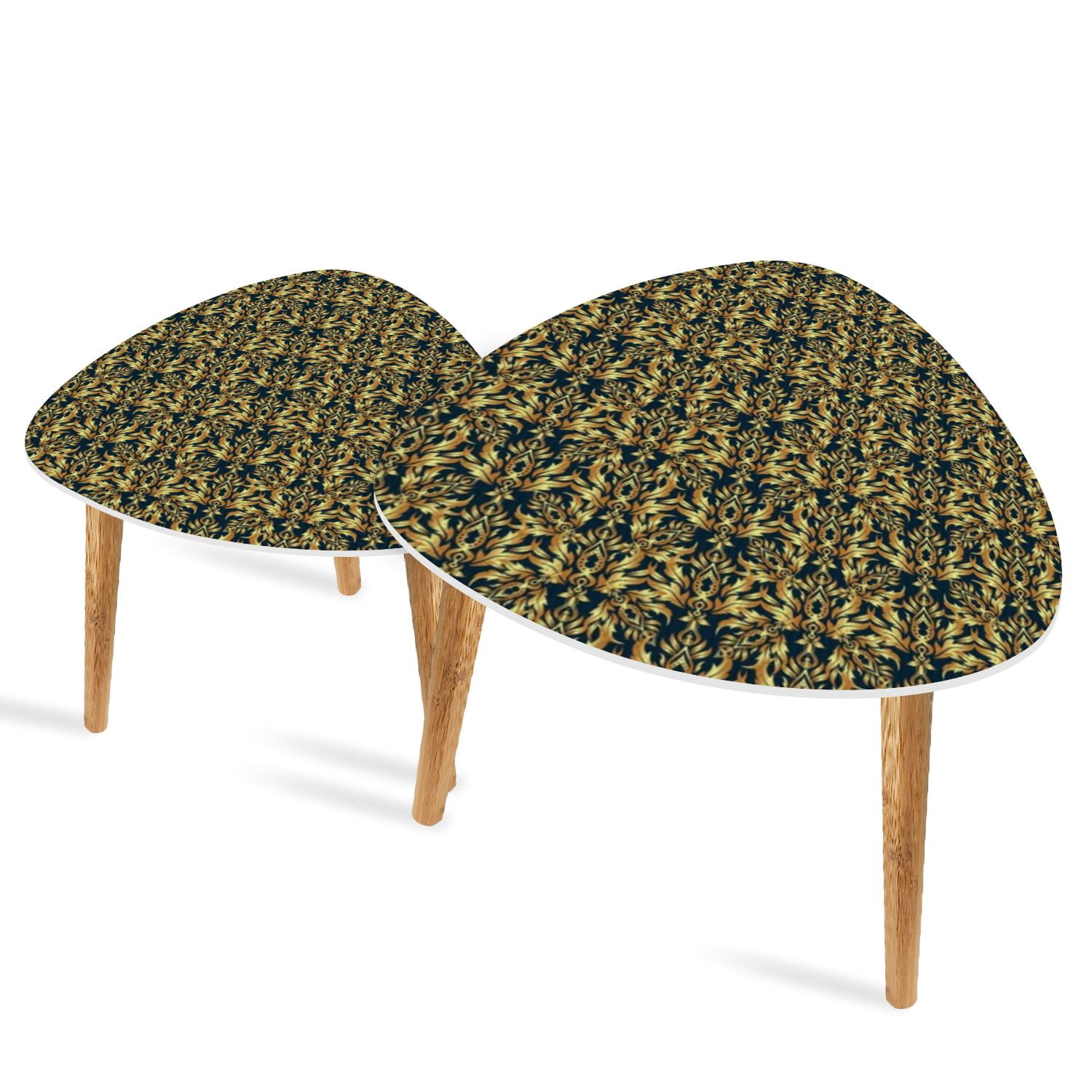 Triangle End Tables Set of 2 Gold circles seamless pattern Art style ...