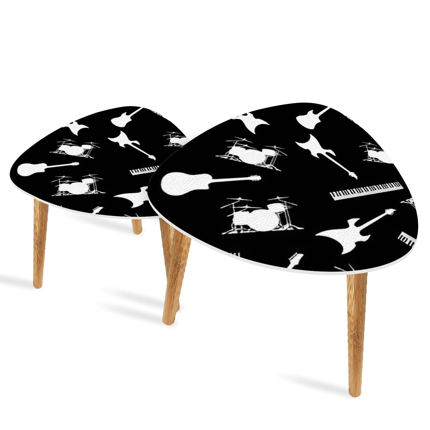 Triangle End Tables Set of 2 Guitar Drums Keyboards Musical Instruments ...