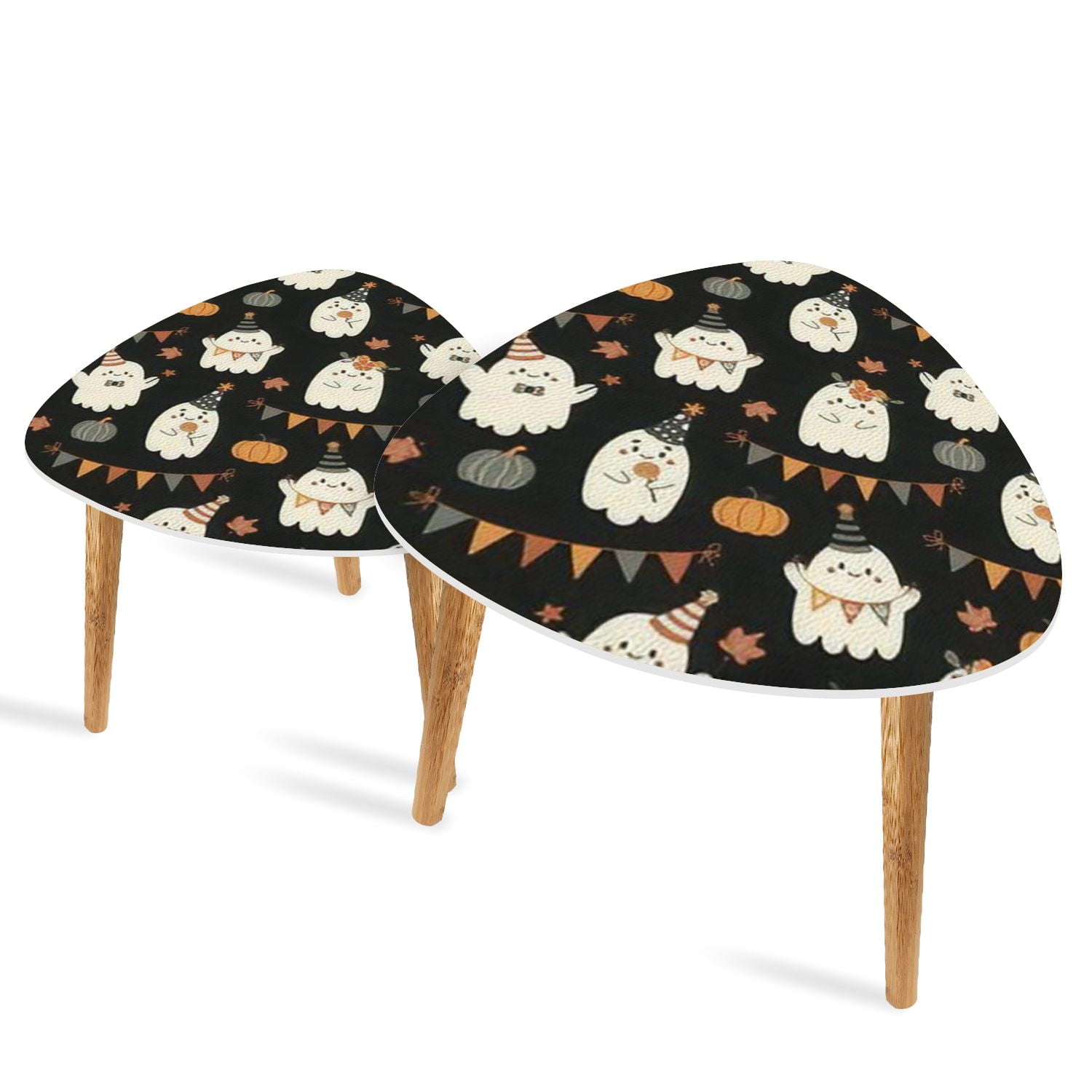 Triangle End Tables Set of 2 Halloween seamless pattern Halloween party ...