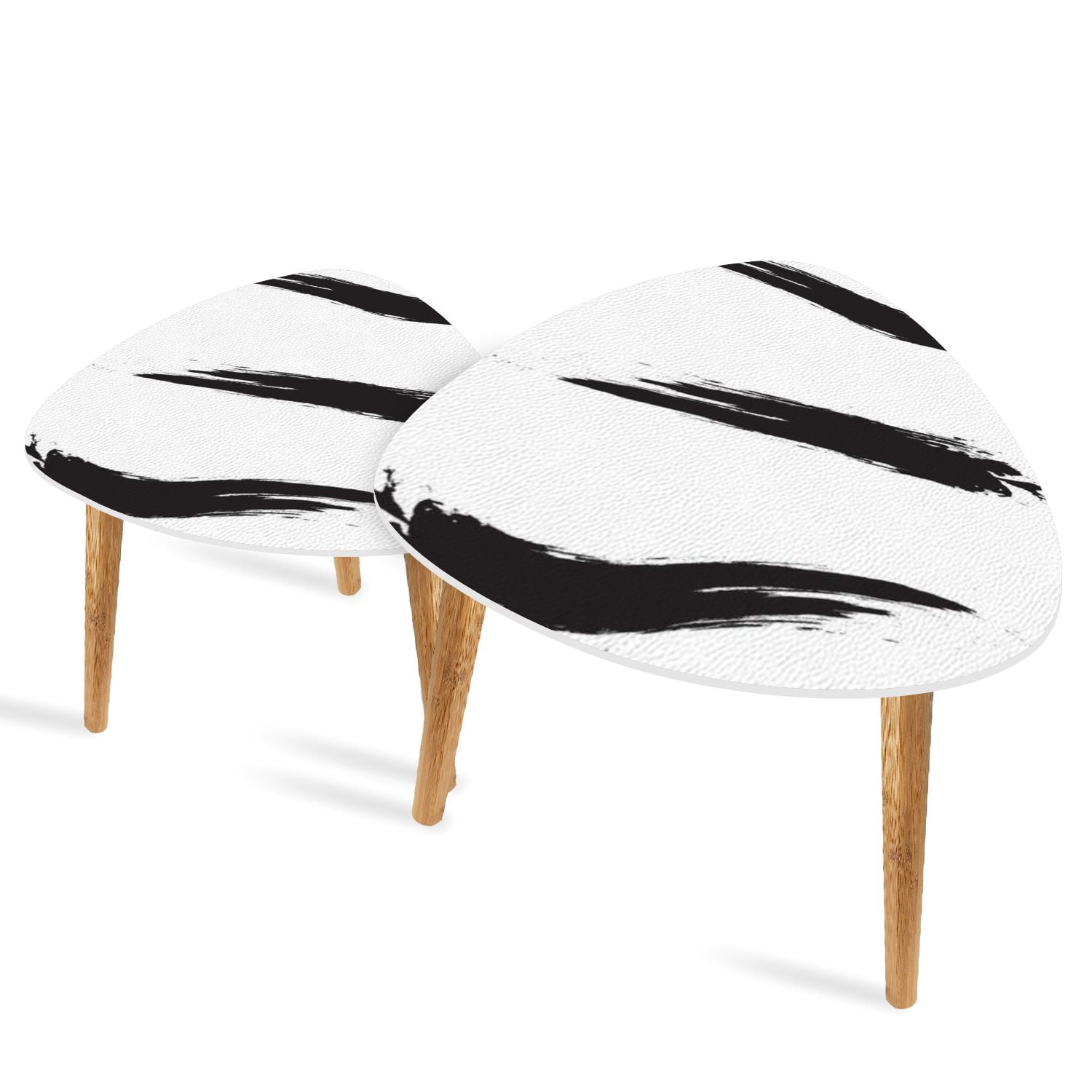 Triangle End Tables Set of 2 Hand drawn black brush strokes backgrounds ...
