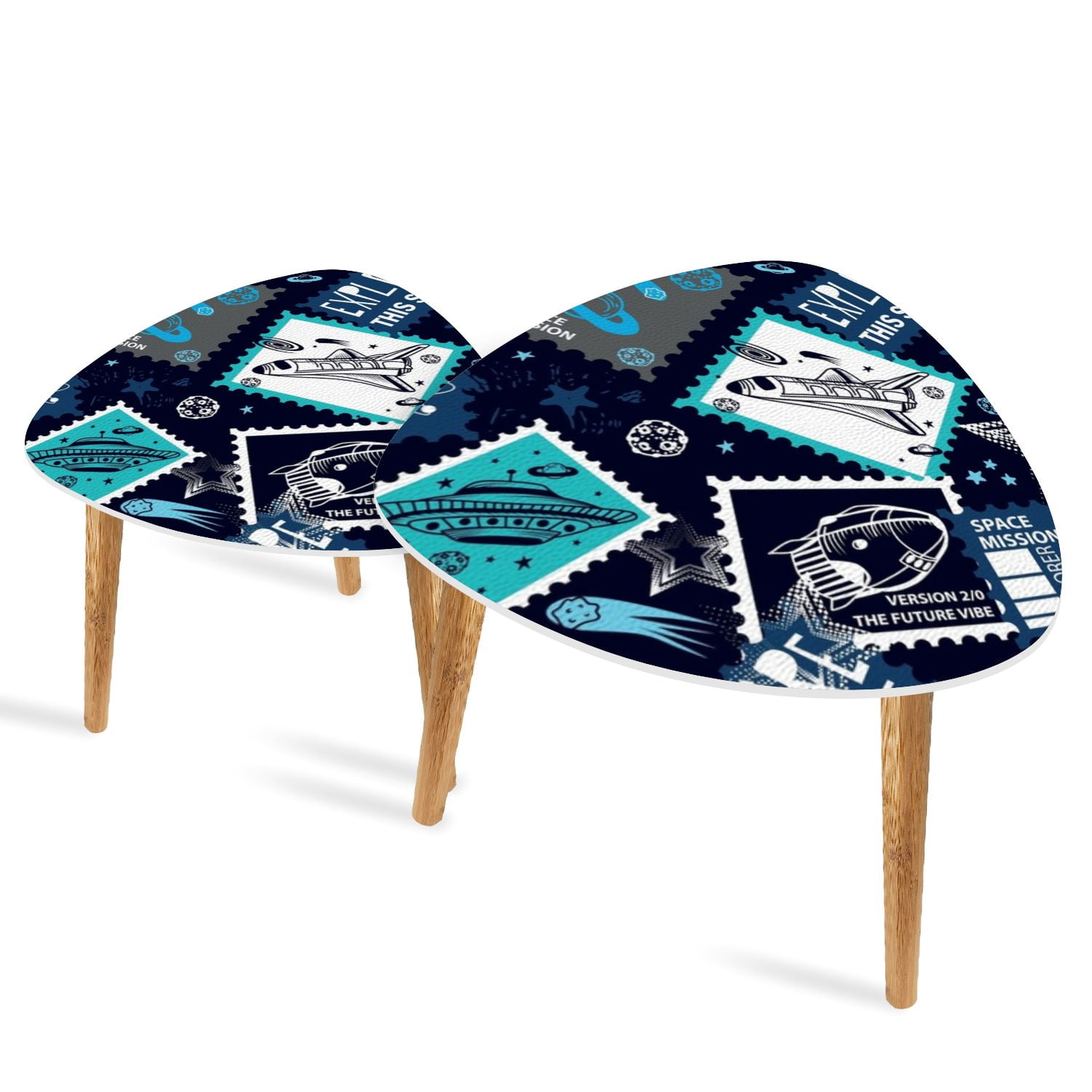 Triangle End Tables Set of 2 Hand drawn seamless space pattern space ...