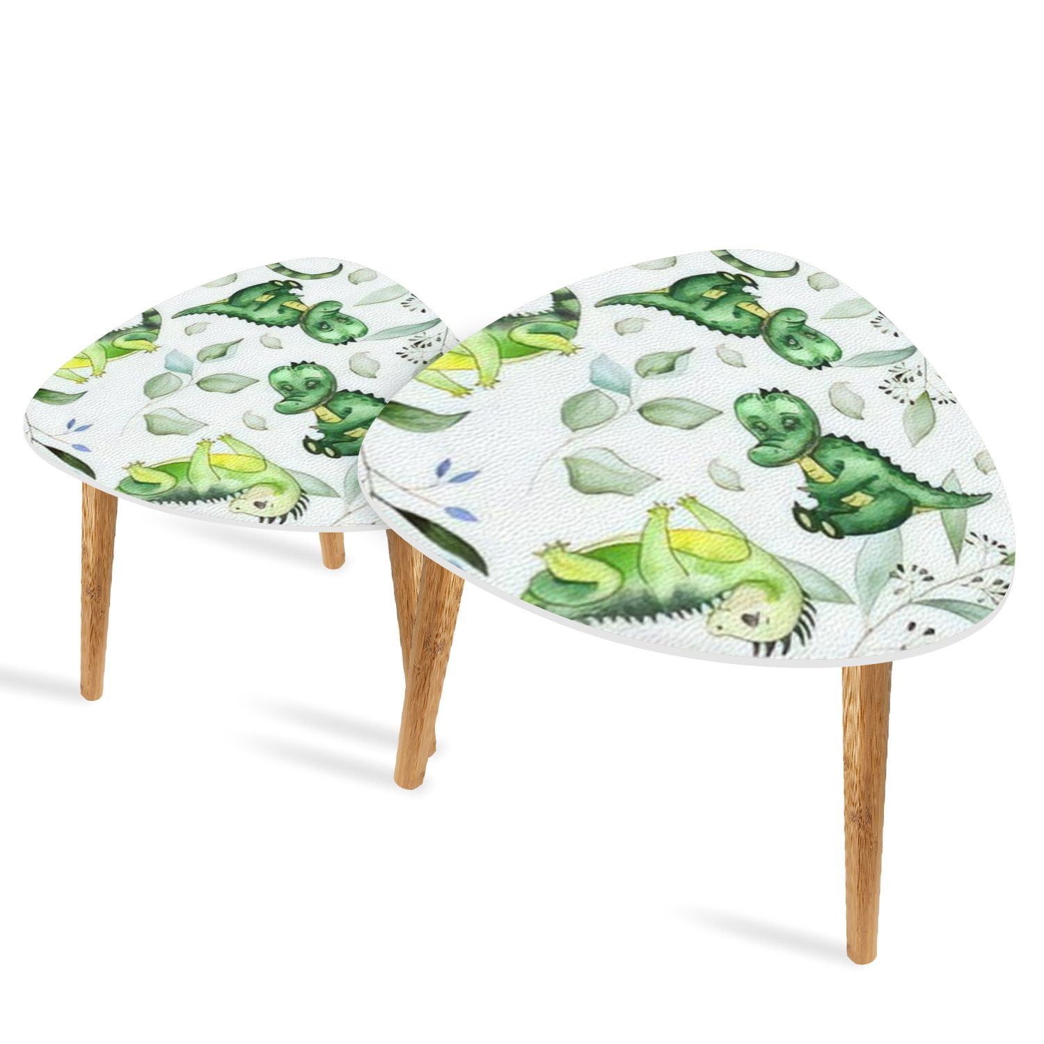 Triangle End Tables Set of 2 Hand drawn watercolor childrens animals ...