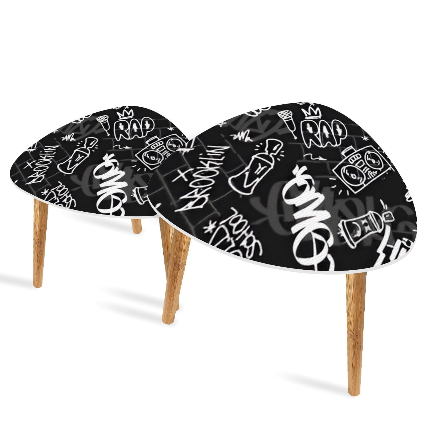Triangle End Tables Set of 2 Hip Graffiti Rap music elements seamless ...