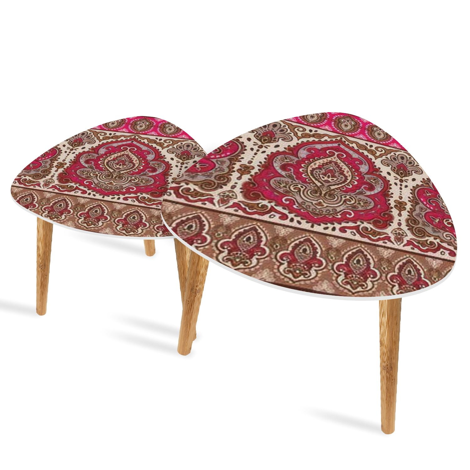 Triangle End Tables Set of 2 Indian floral paisley seamless ornament ...