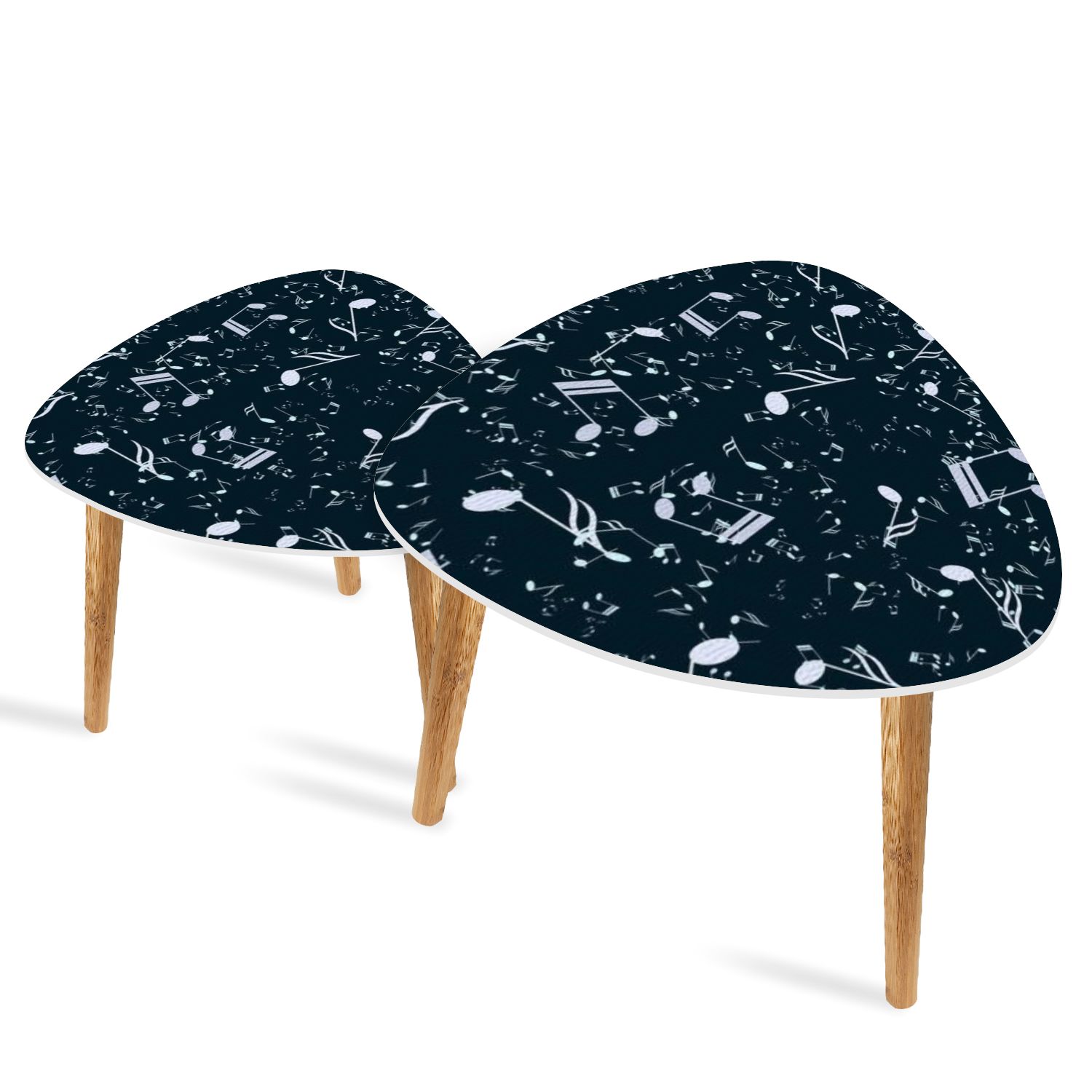 Triangle End Tables Set of 2 Light notes are scattered blue Abstract ...