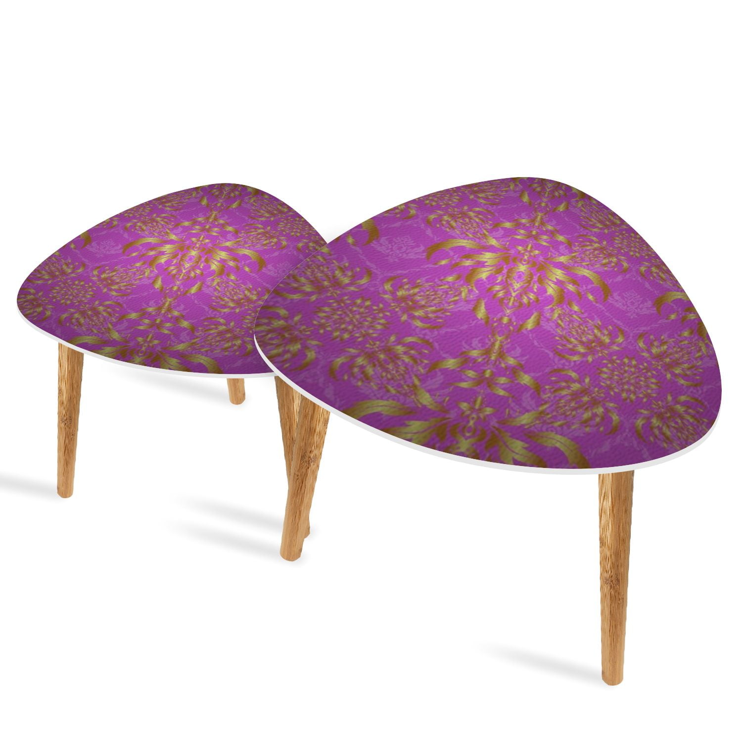 Triangle End Tables Set of 2 Line thai seamless pattern golden violet ...