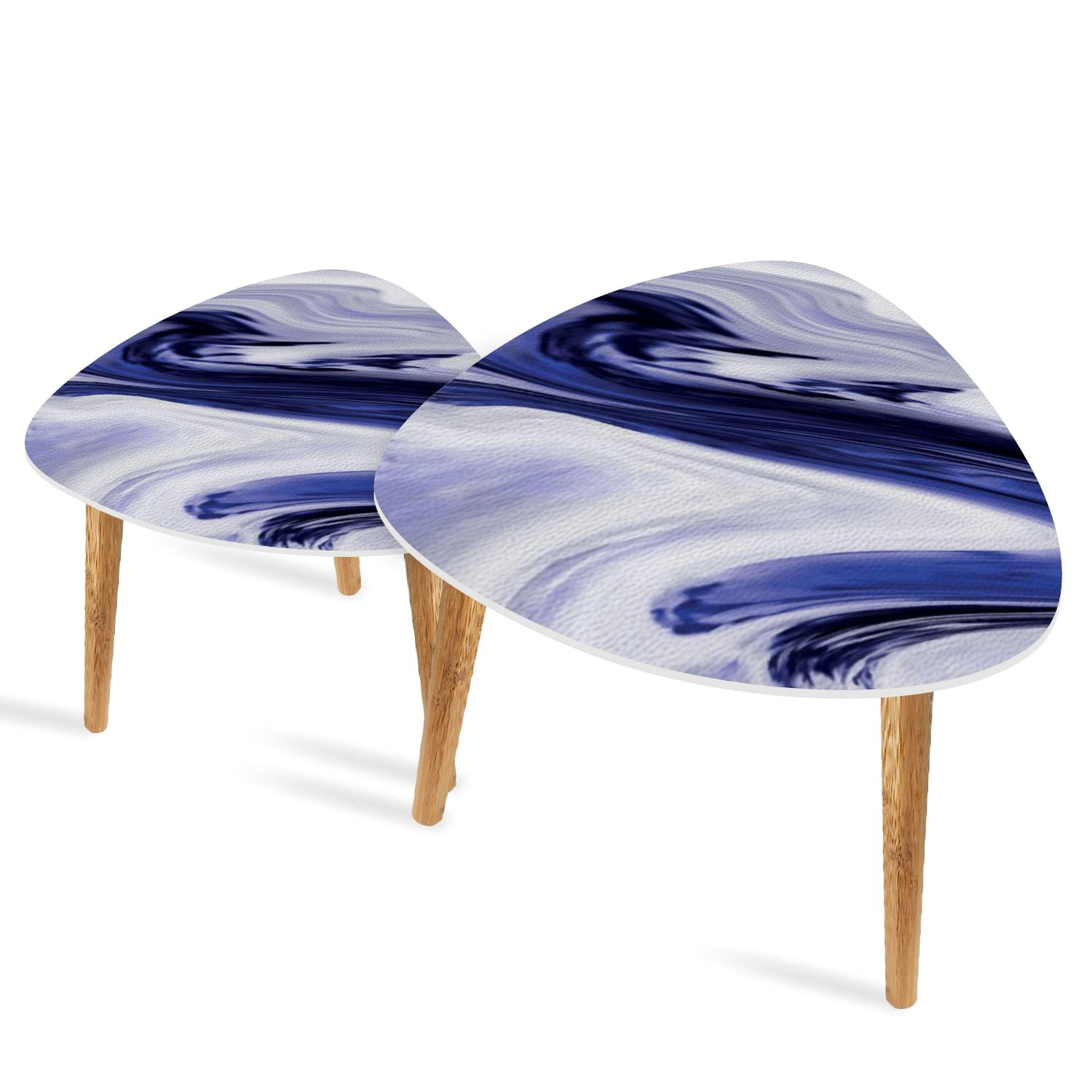 Triangle End Tables Set of 2 Luxurious colorful liquid marble surfaces ...