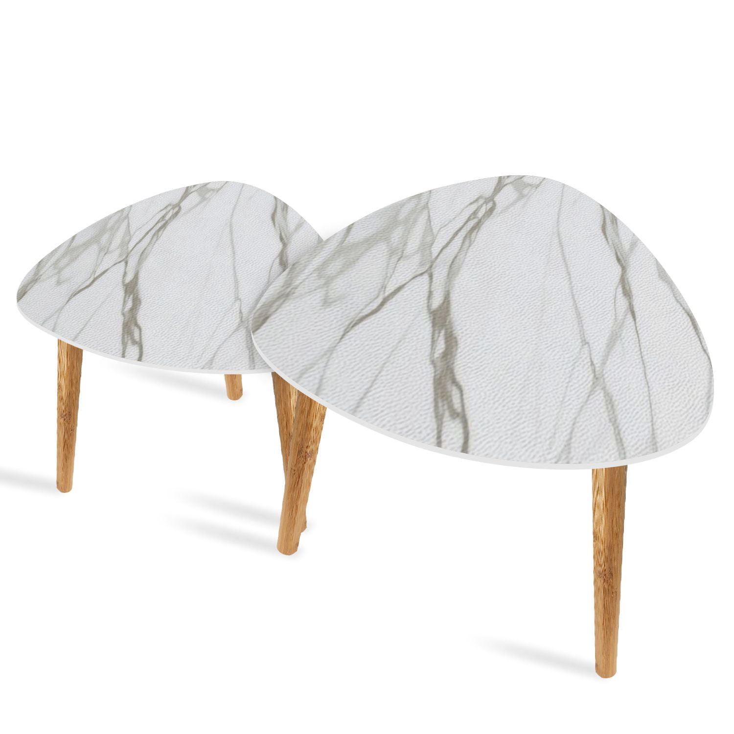 Triangle End Tables Set of 2 Luxurious white statuaries marble texture ...