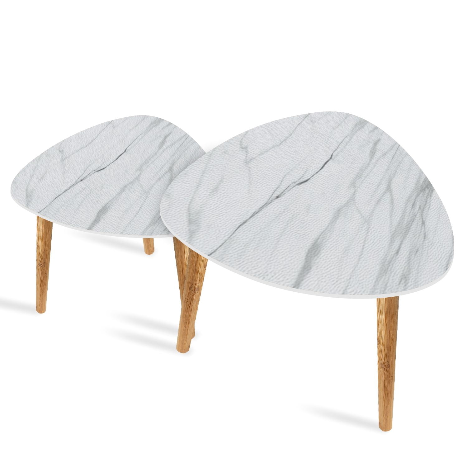 Triangle End Tables Set of 2 Luxurious white statuaries marble texture ...