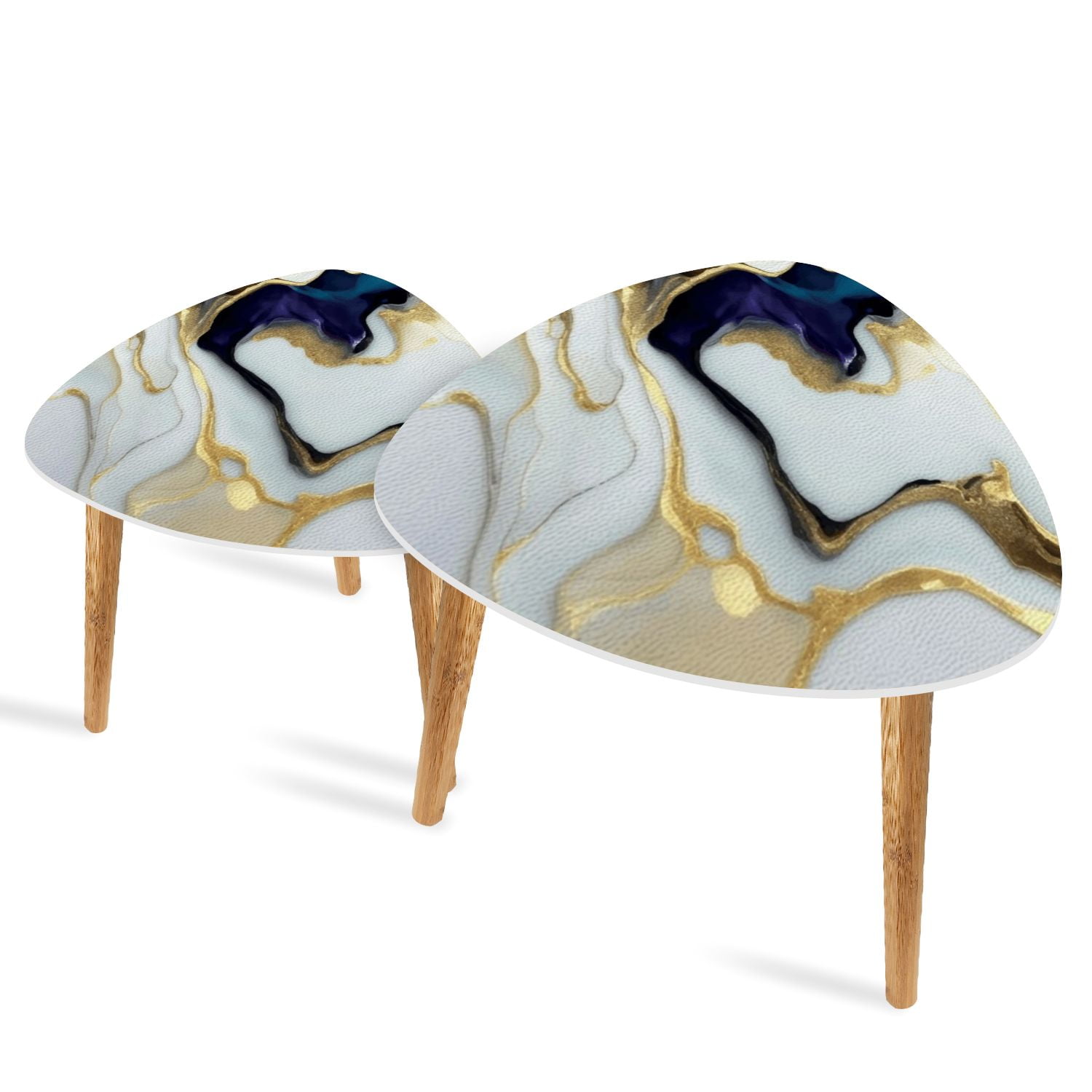 Triangle End Tables Set of 2 Luxury abstract fluid art alcohol ink ...