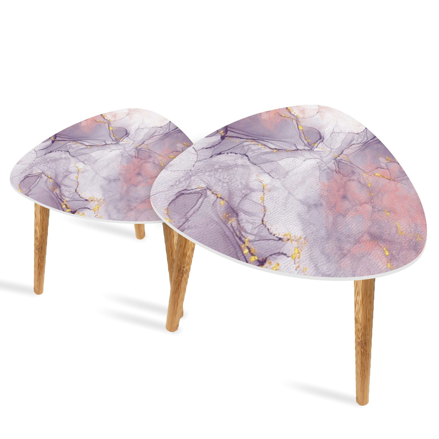 Triangle End Tables Set of 2 Luxury abstract fluid art alcohol ink ...