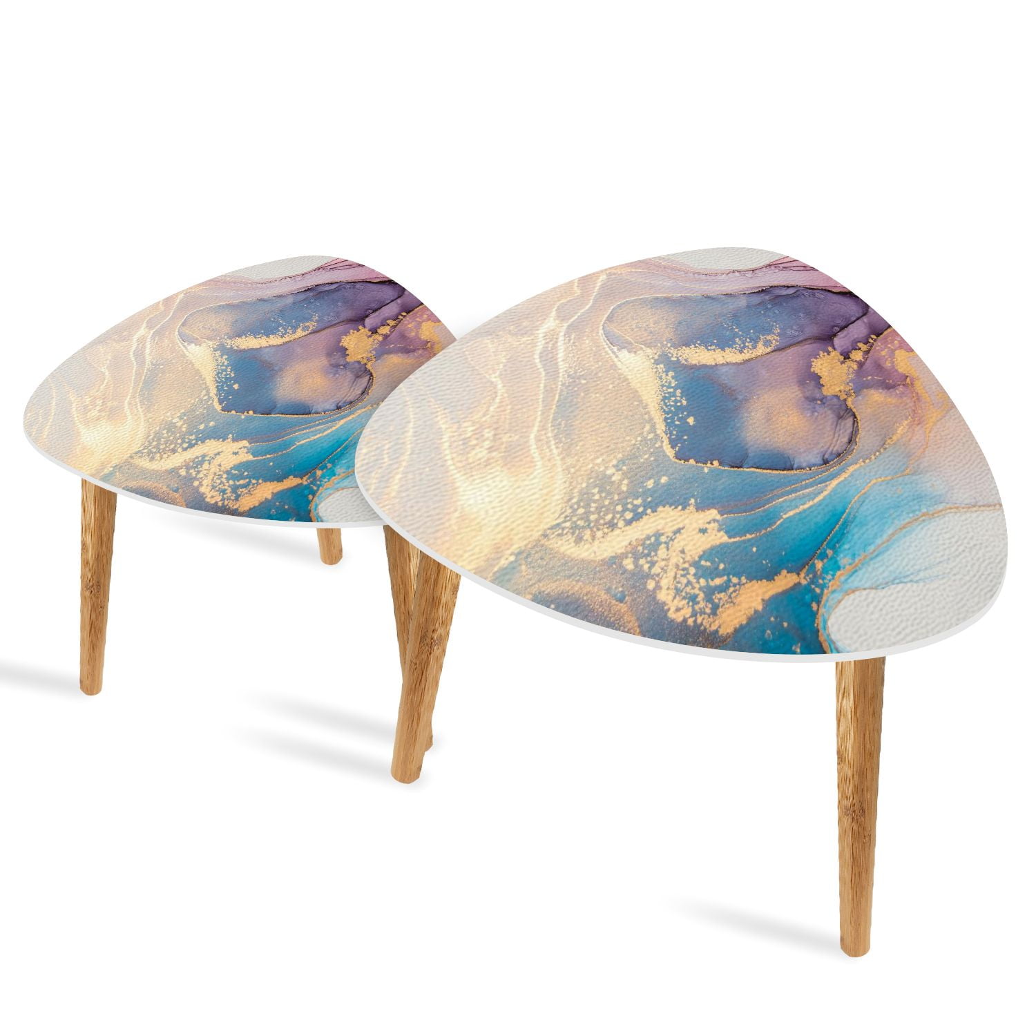 Triangle End Tables Set of 2 Luxury abstract fluid art alcohol ink ...