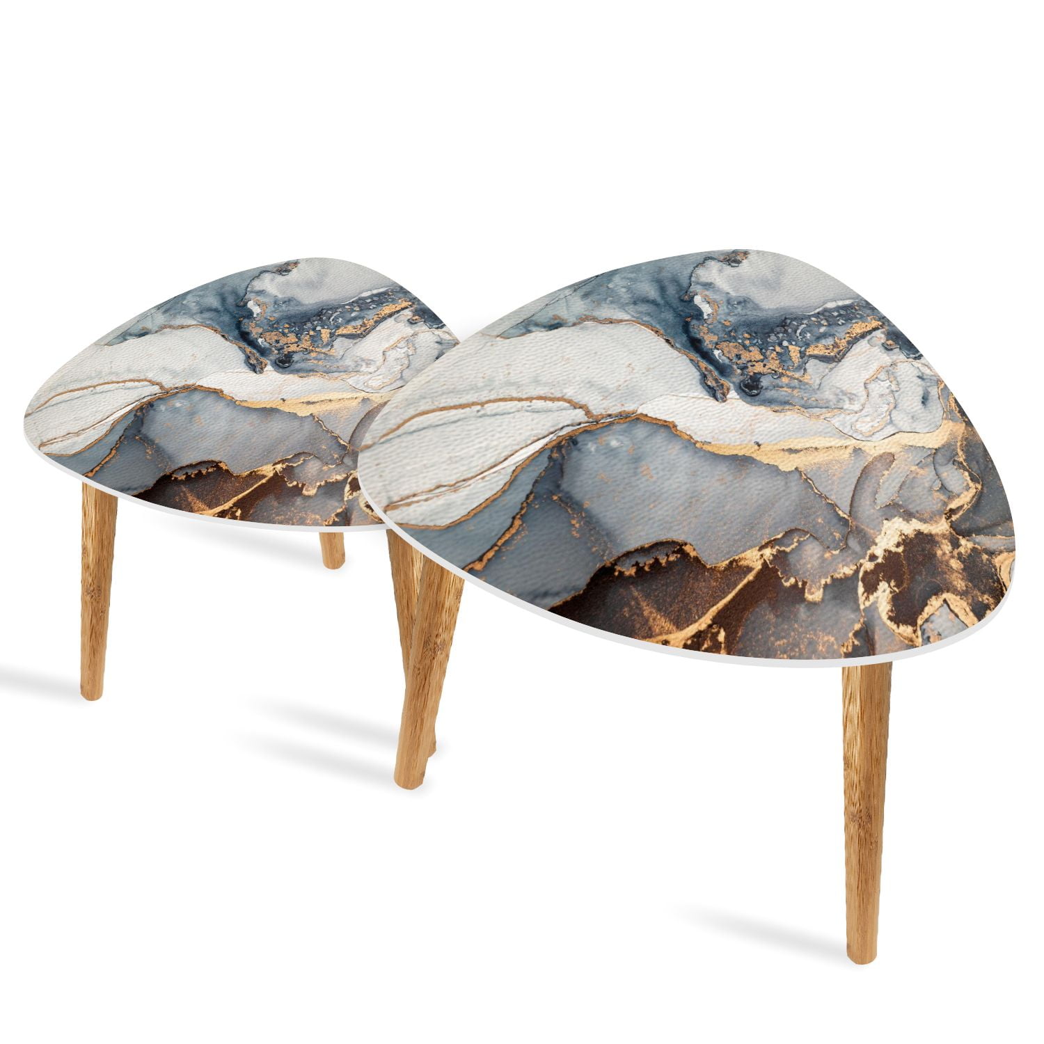 Triangle End Tables Set of 2 Luxury abstract fluid art alcohol ink ...