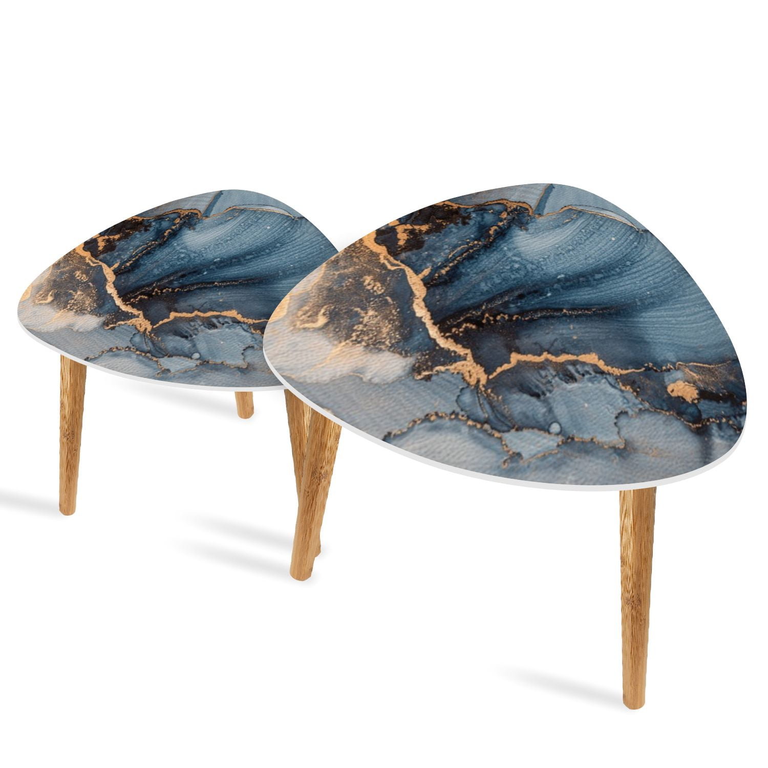 Triangle End Tables Set of 2 Luxury abstract fluid art alcohol ink ...