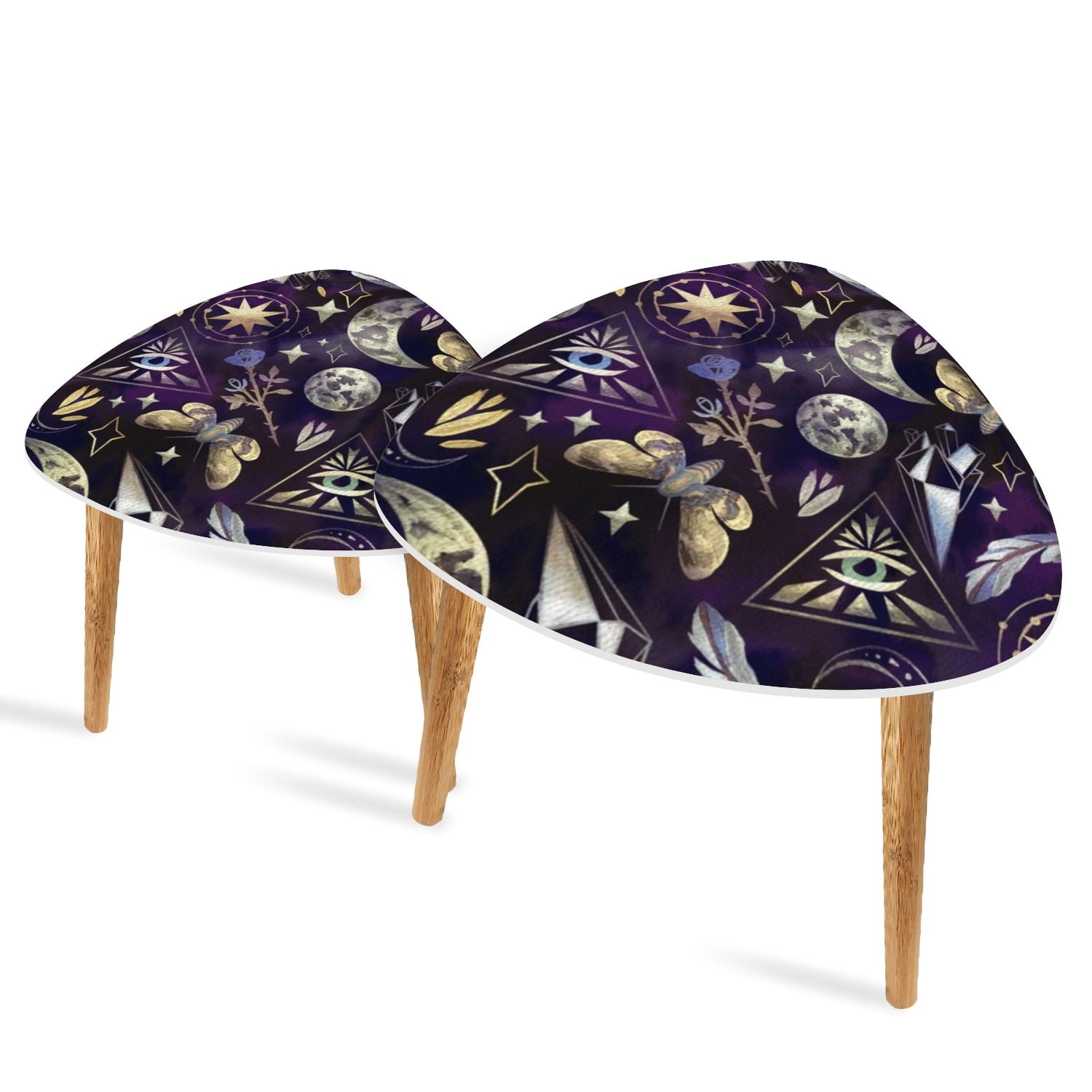 Triangle End Tables Set of 2 Magical mystical characters moon phases ...