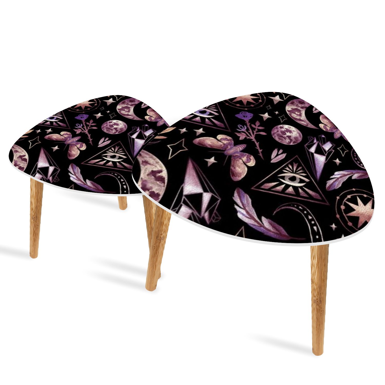 Triangle End Tables Set of 2 Magical mystical characters moon phases ...