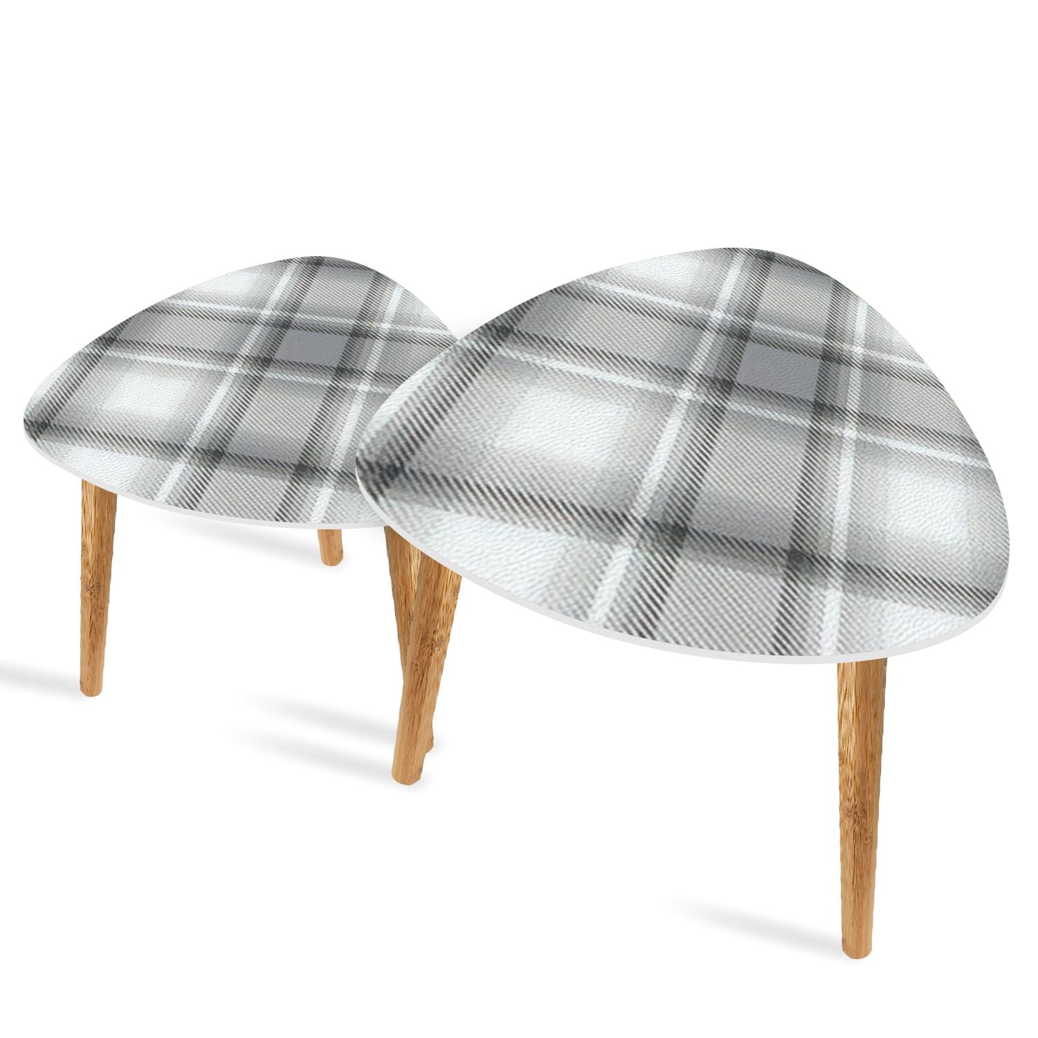 Triangle End Tables Set of 2 Monochrome Ombre Plaid textured seamless ...