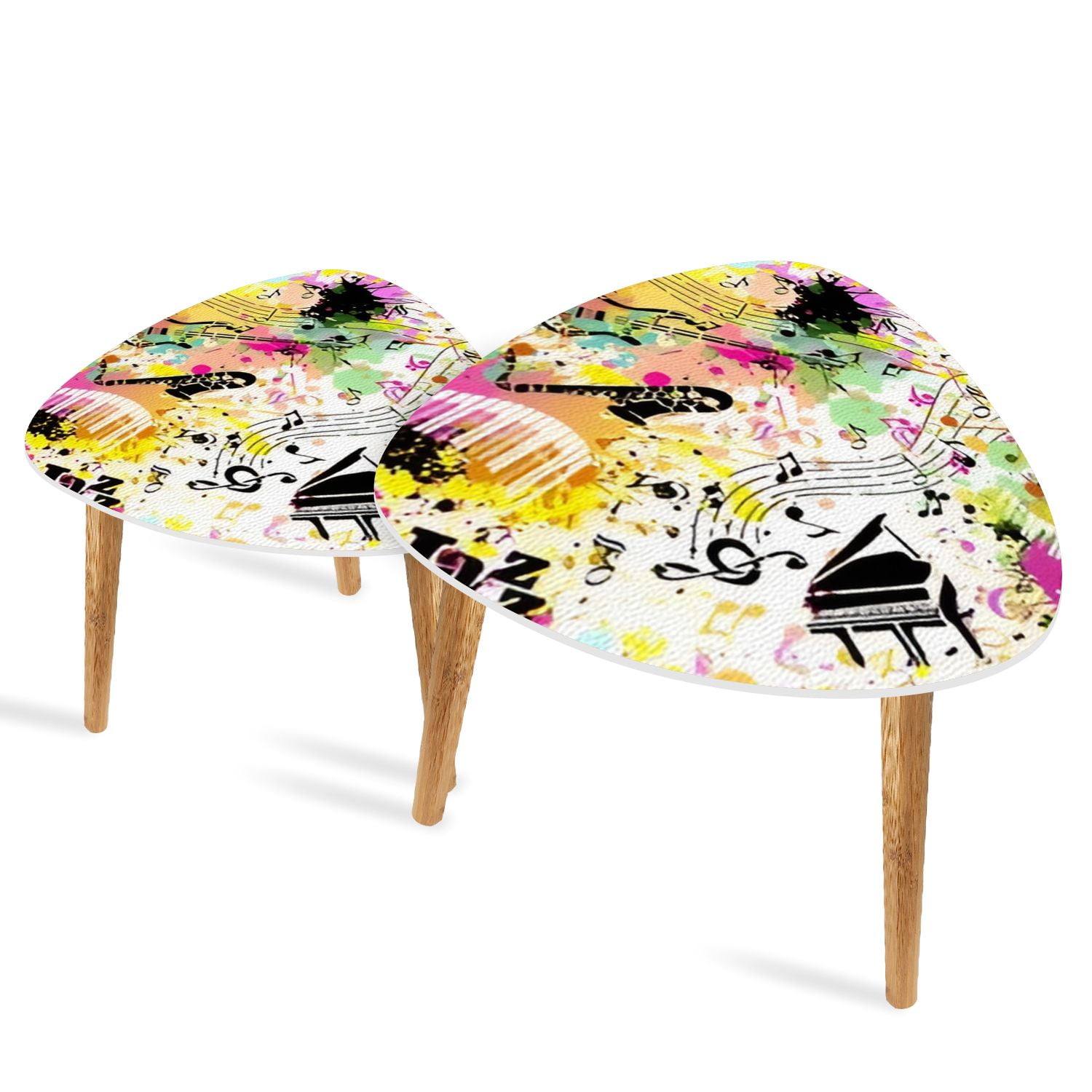 Triangle End Tables Set of 2 Music Seamless pattern Hand drawn doodle ...