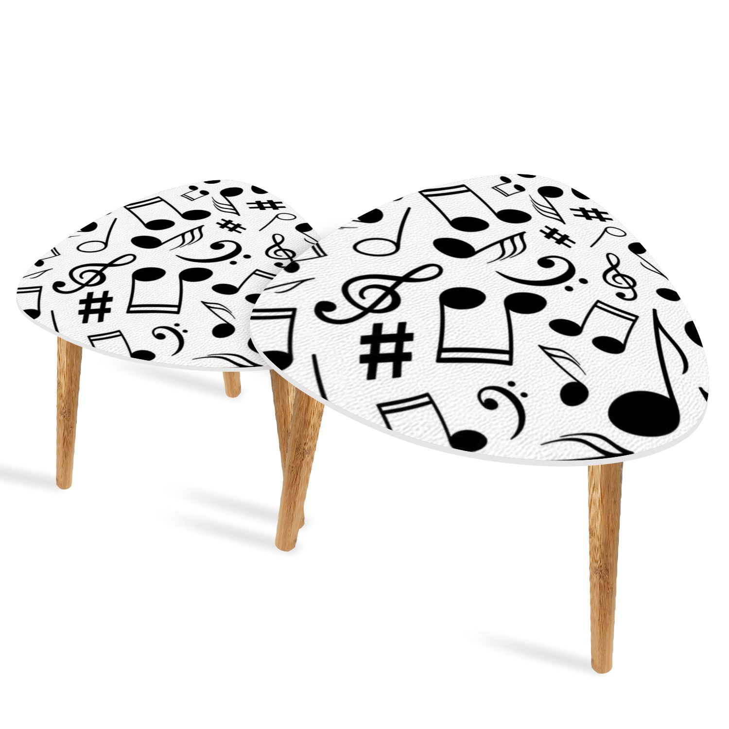 Triangle End Tables Set of 2 Musical notes signs symbols arranged ...