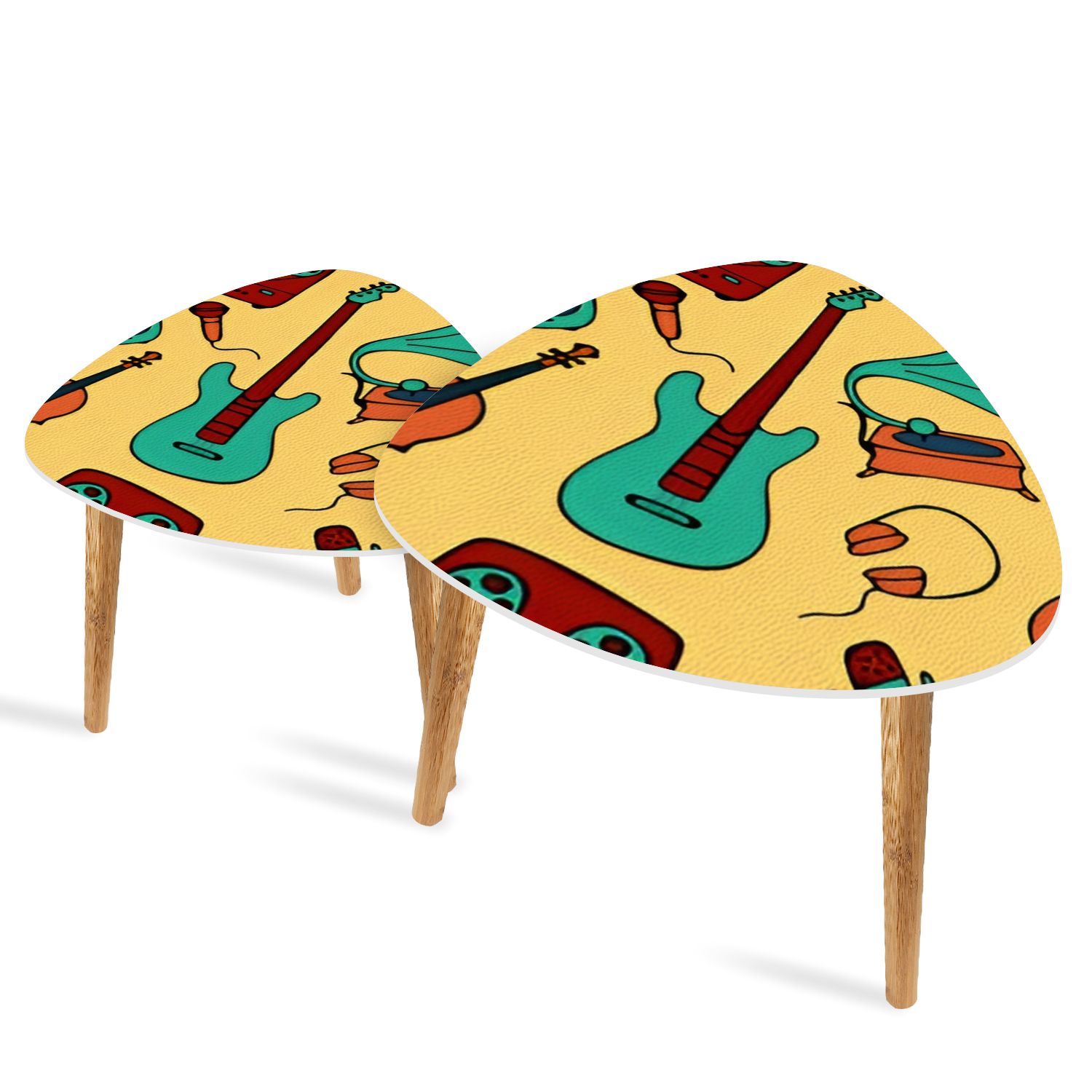 Triangle End Tables Set of 2 Musical pattern Hand drawn musical ...