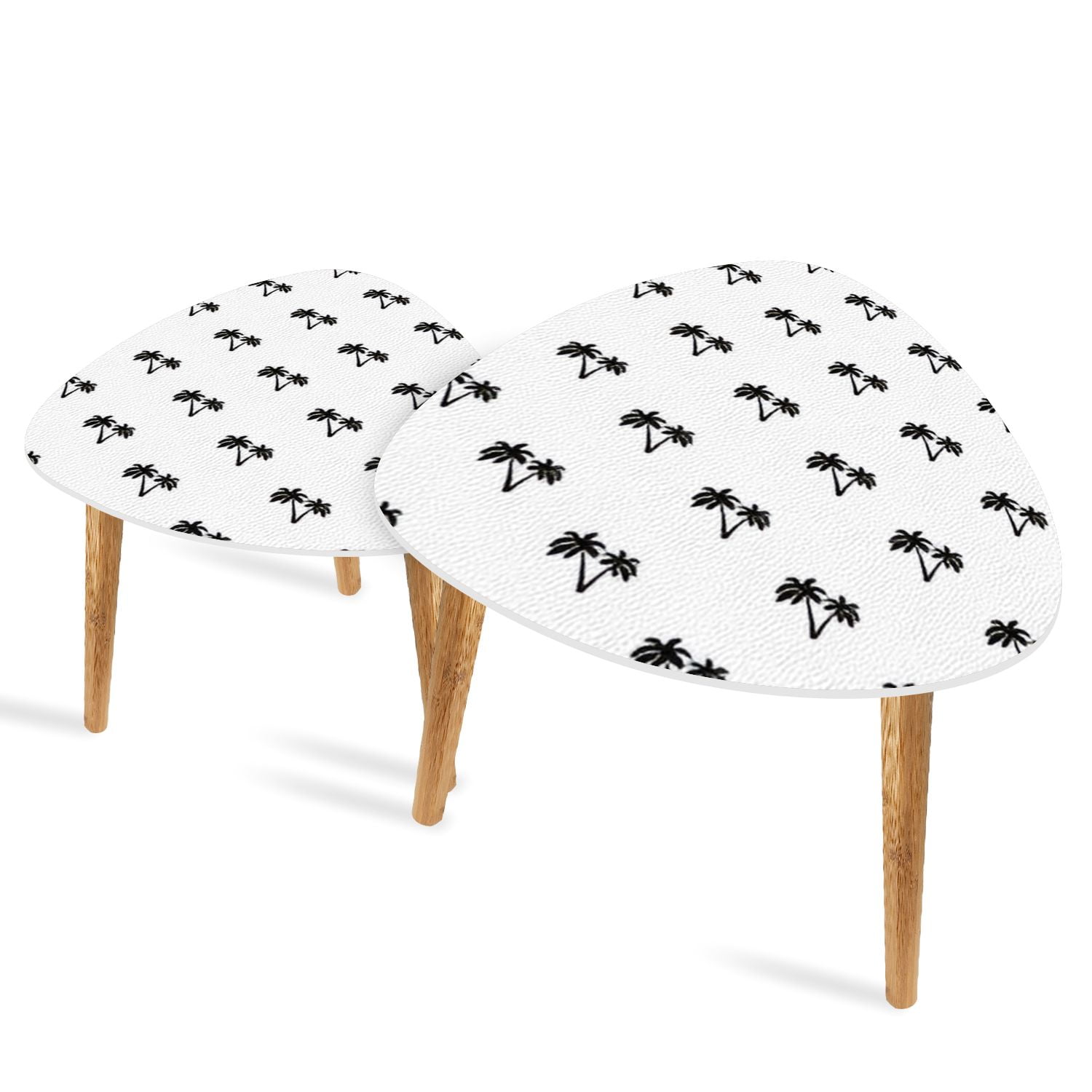 Triangle End Tables Set of 2 Palms pattern Simple palms pattern Beach ...