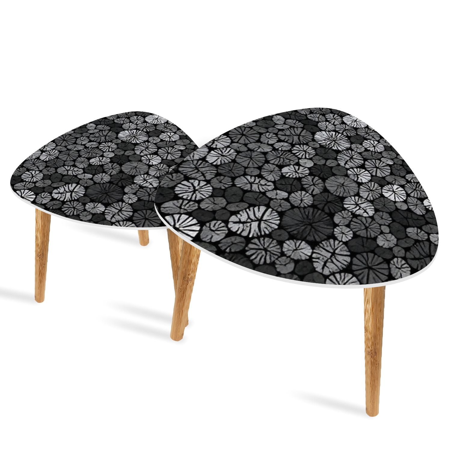 Triangle End Tables Set of 2 Pile Round organic shape elements ...