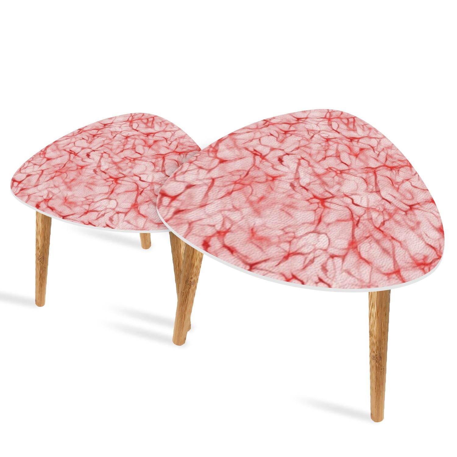 Triangle End Tables Set of 2 Red veins blood Close up human Red blood ...