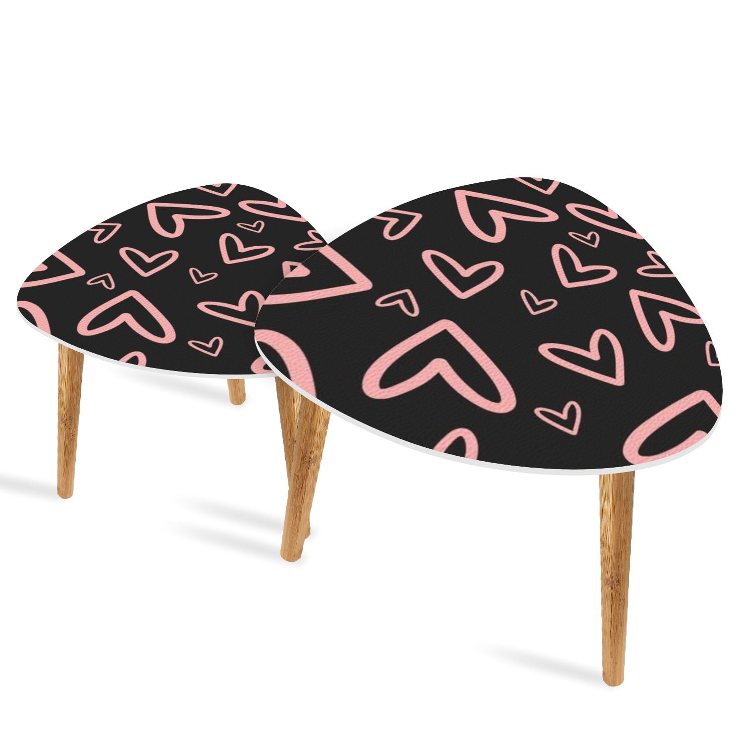 Triangle End Tables Set of 2 Repeated outlines hearts drawn by hand ...