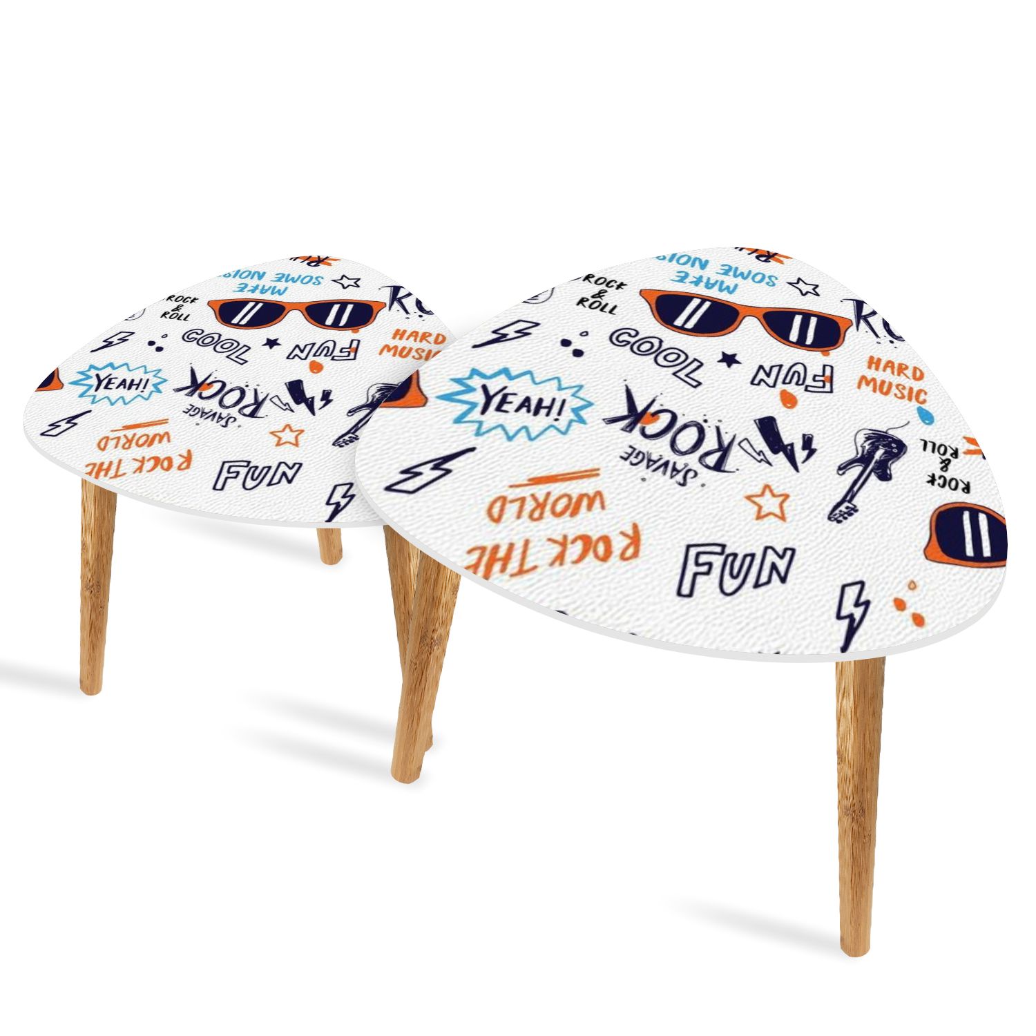 Triangle End Tables Set of 2 Rock music theme seamless pattern For ...