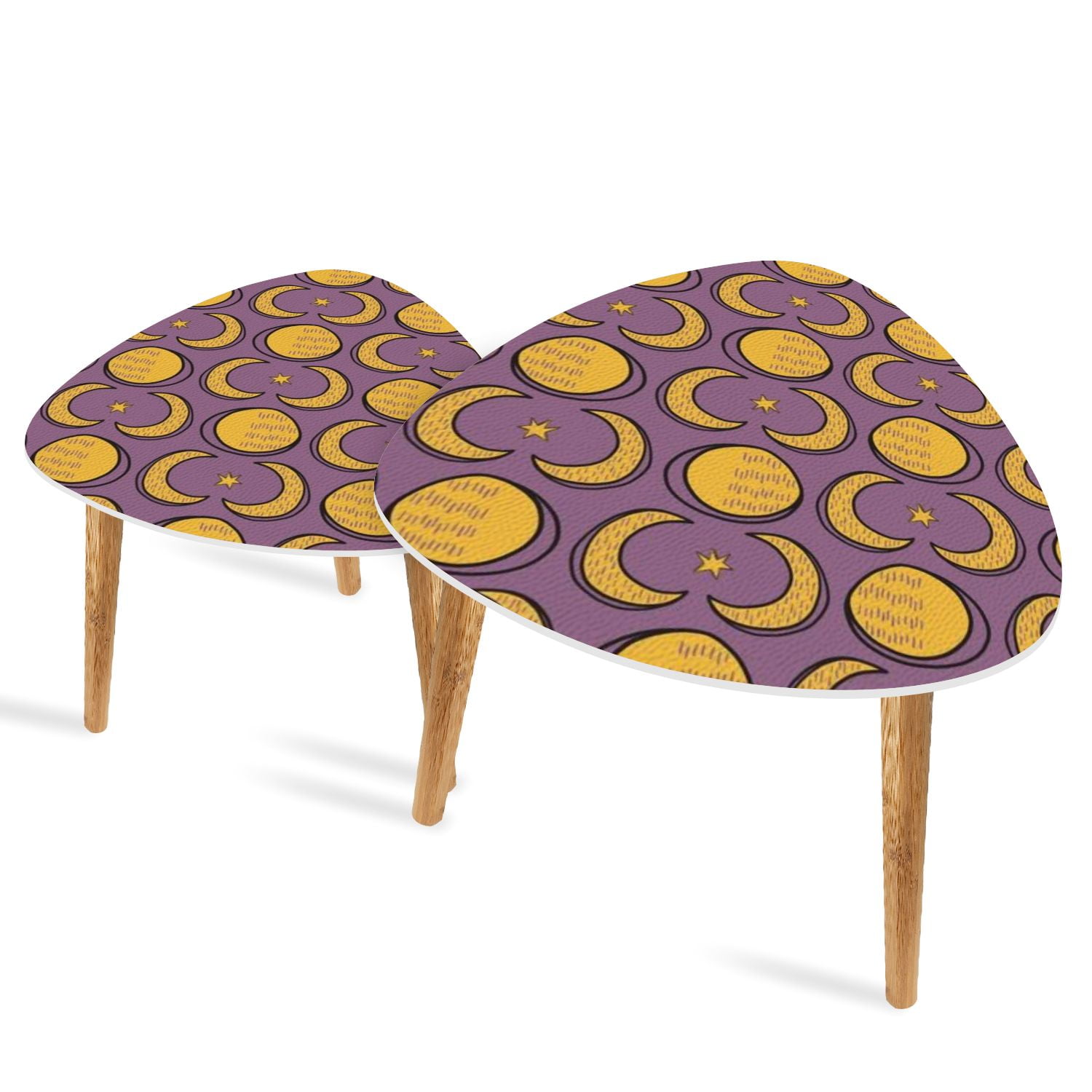 Triangle End Tables Set of 2 Sacred Moon Seamless Pattern Esoteric ...