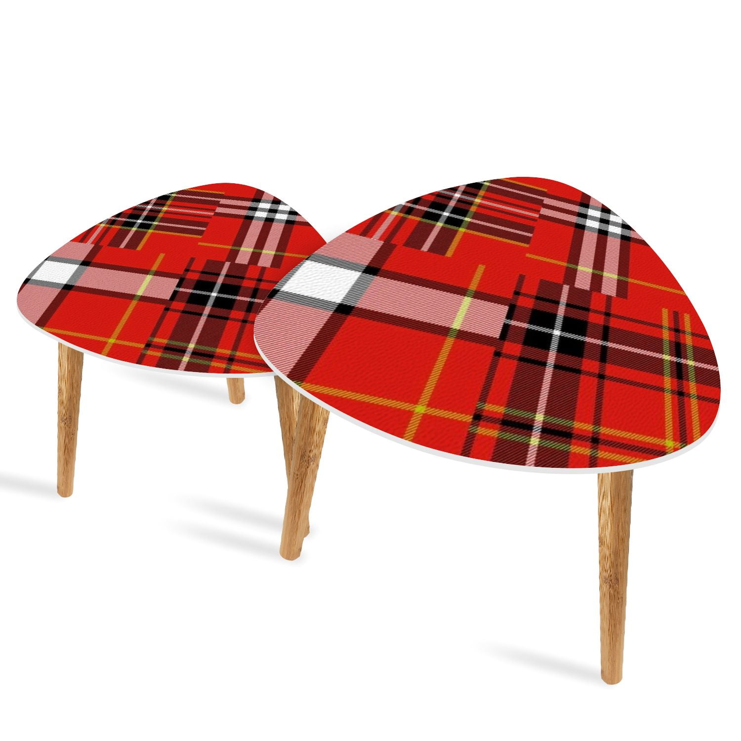 Triangle End Tables Set of 2 Scottish traditional tartan fabric ...