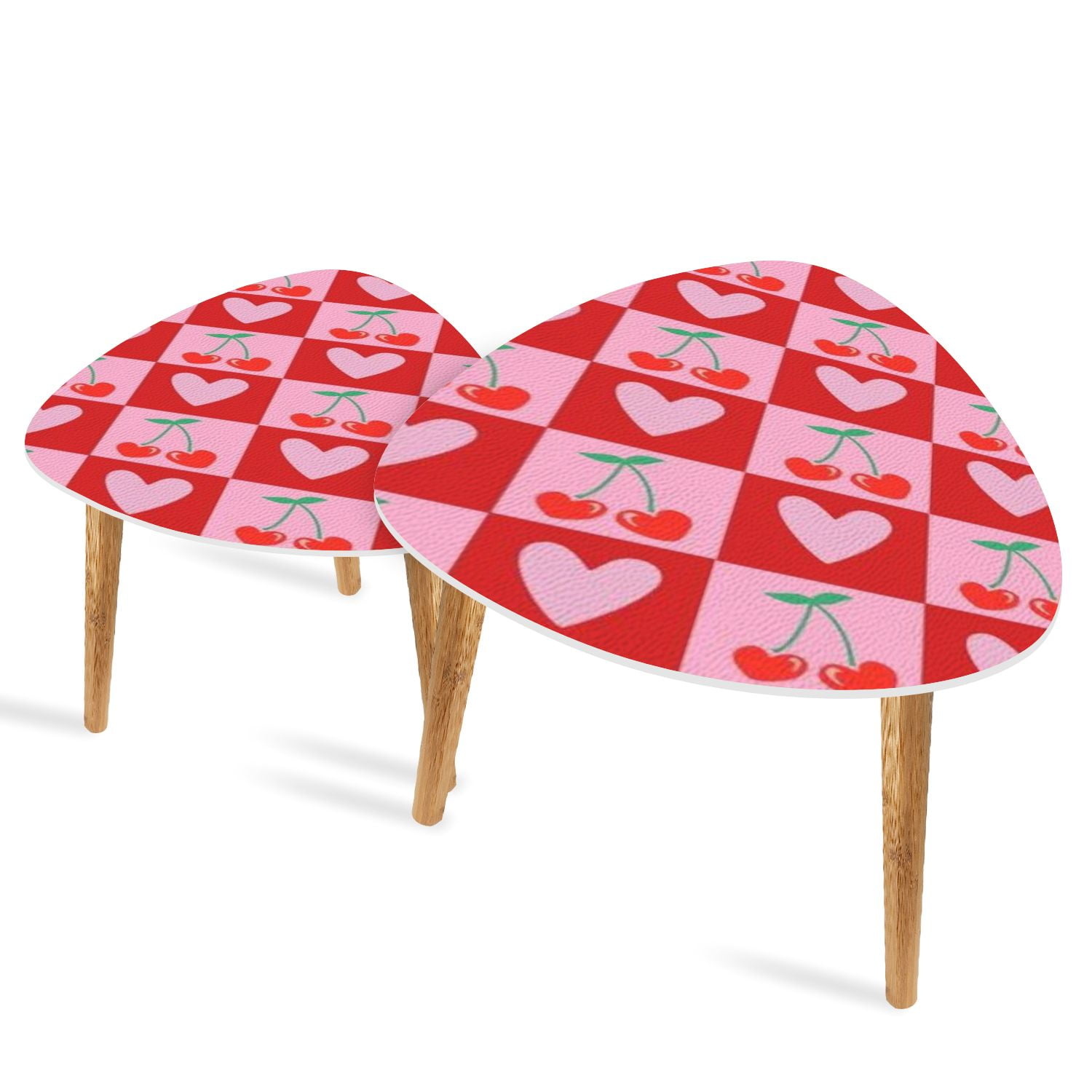 Triangle End Tables Set of 2 Seamless Cherry pattern hearts cartoon ...