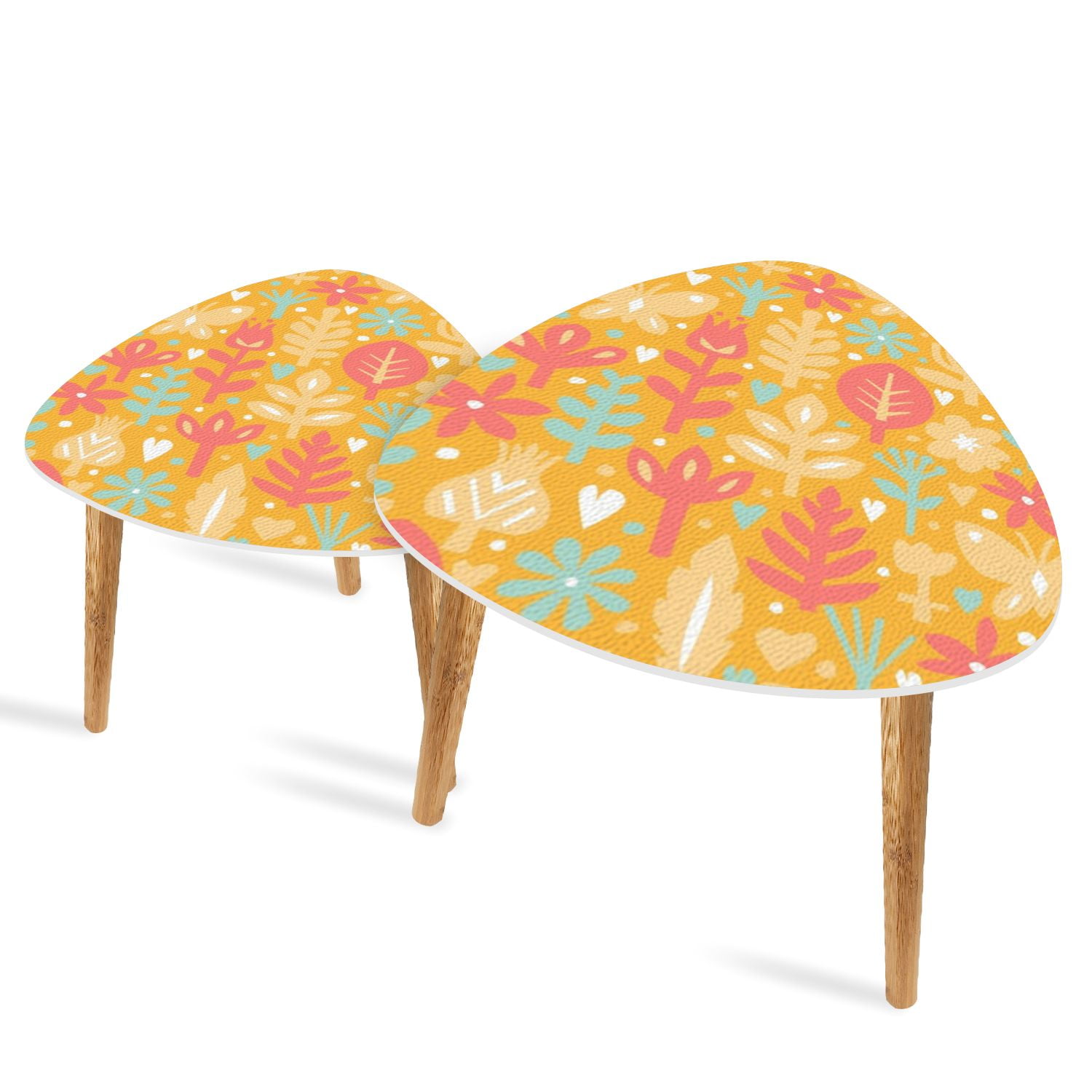 Triangle End Tables Set of 2 Seamless abstract floral Botanical pattern ...